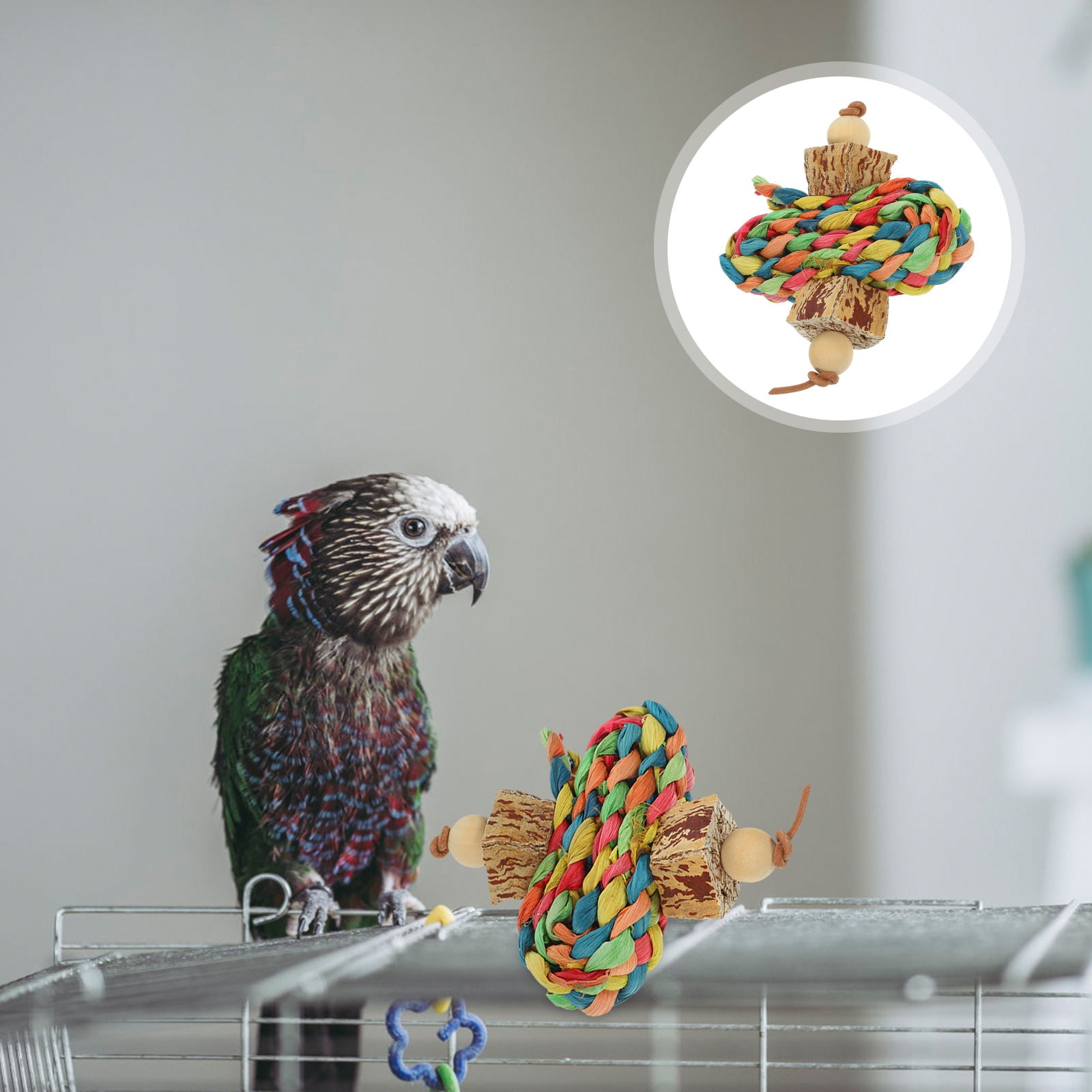 TEHAUX Natural Wood Bird Cage Toy for Parrots, Foraging Activity and ...