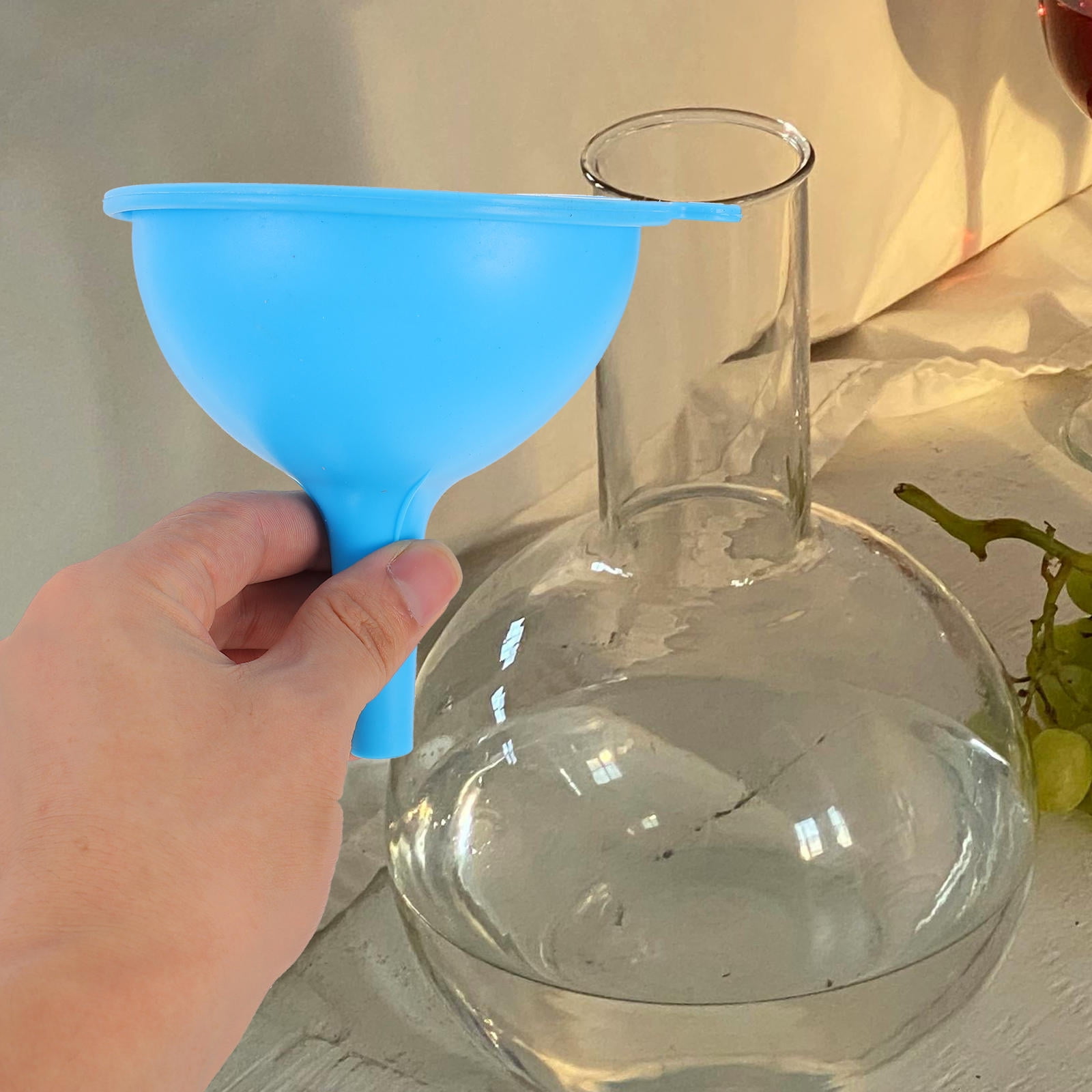 TEHAUX Blue Silicone Cooking Funnel for Kitchen Use with Wide Mouth ...