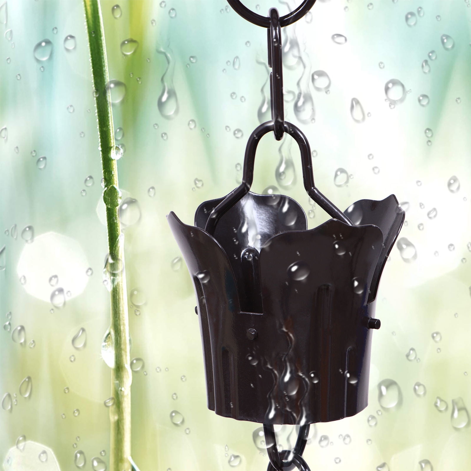 TEHAUX Decorative Rain Chain for Outdoor Use Made of Copper with Black ...