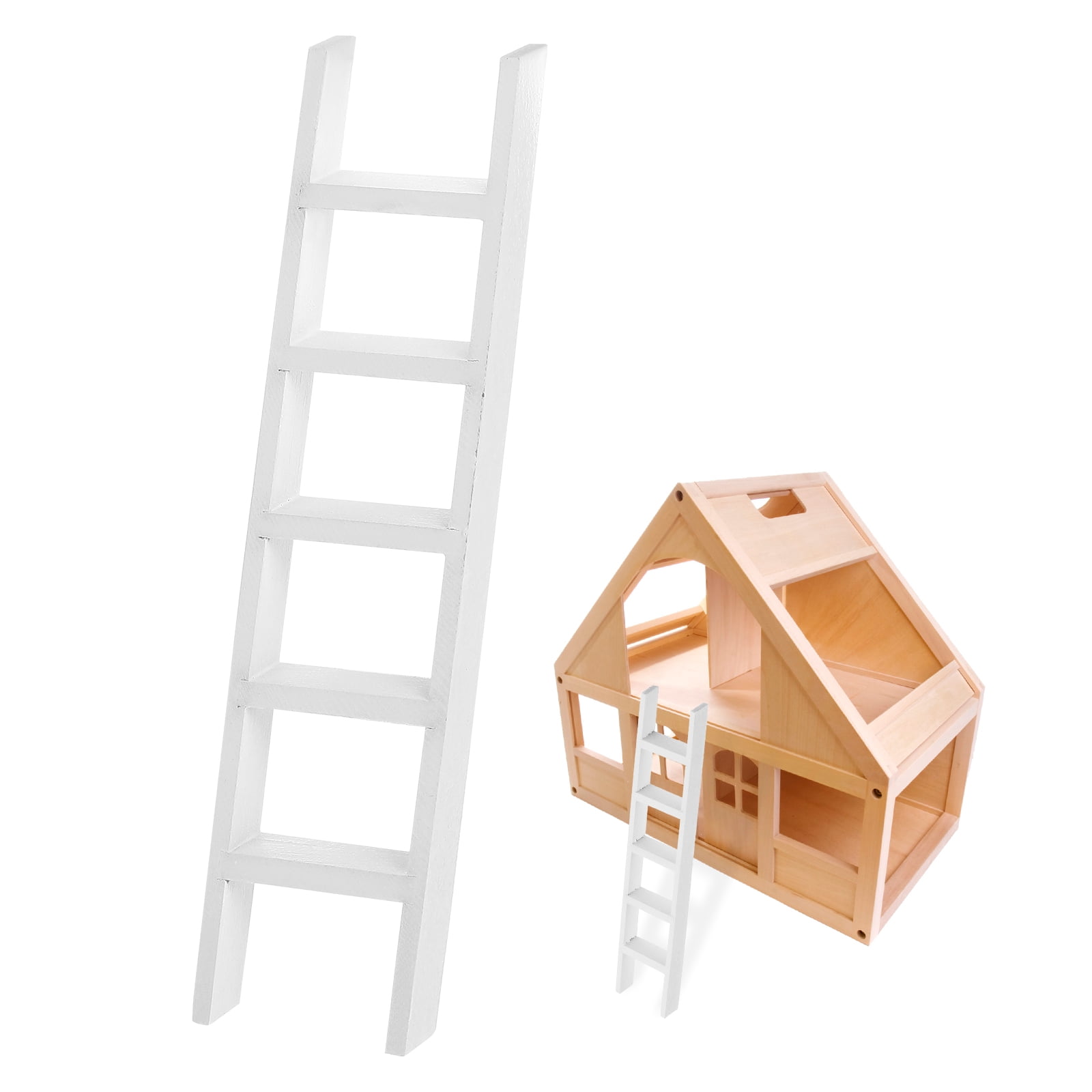 TEHAUX Doll Mini Simulated Wooden Ladder Miniature Dollhouse Staircase ...