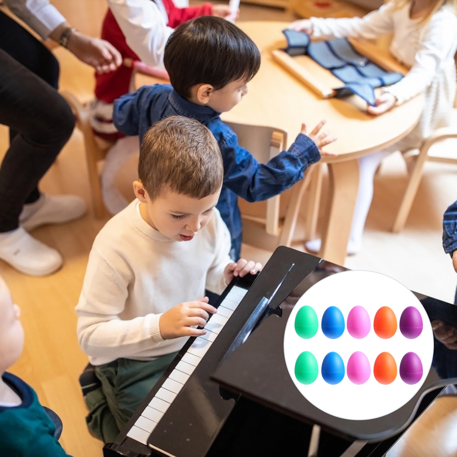 TEHAUX Egg Shakers Set of 10 Musical Toys for Kids Made of Plastic ...