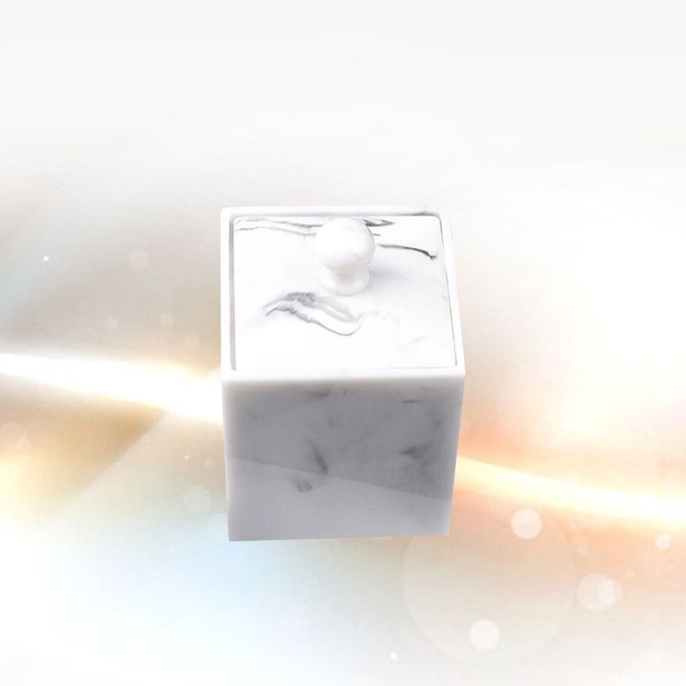 TEHAUX Elegant White Resin Cotton Swabs Holder with Modern Marble ...