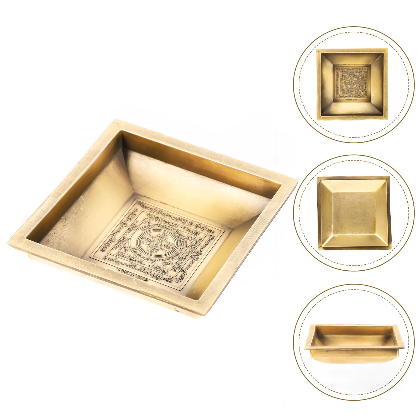 TEHAUX Golden Copper Offering Burner Incense Storage Temple Dish ...