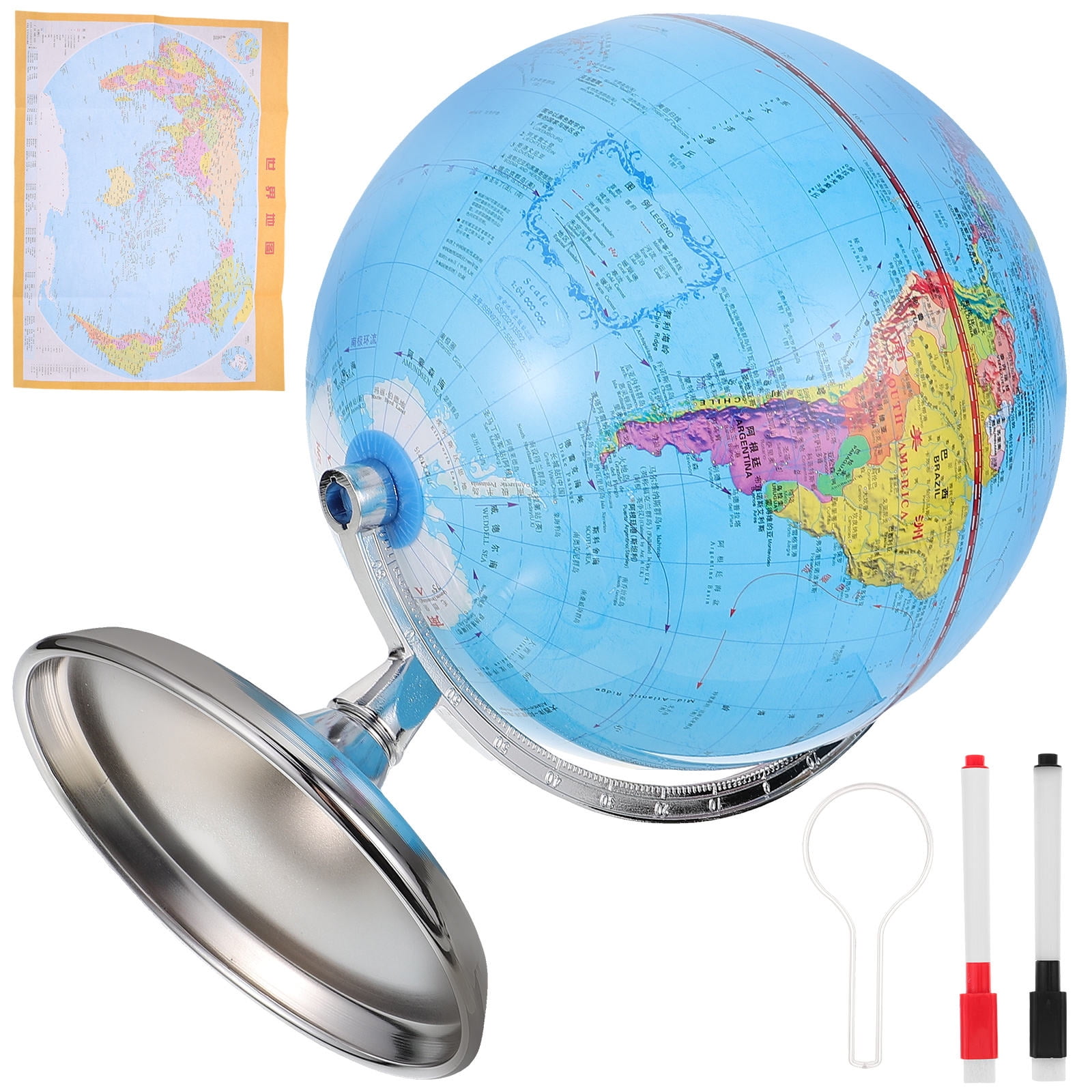 TEHAUX Modern Interactive globe for Kids Decor Blue Plastic Earth globe ...