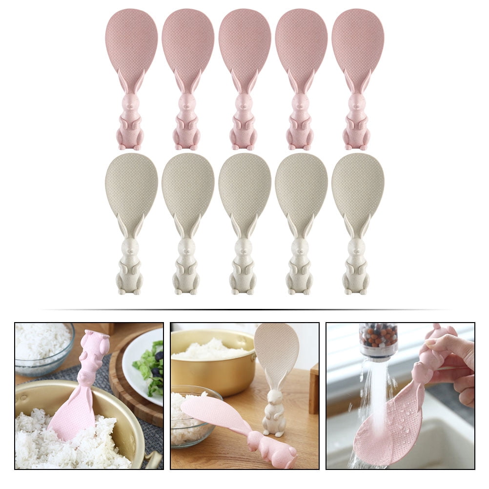 TEHAUX Rice Paddles Wheat Straw Non Stick 10Pcs Set 7.3x2.8x1.4in ...