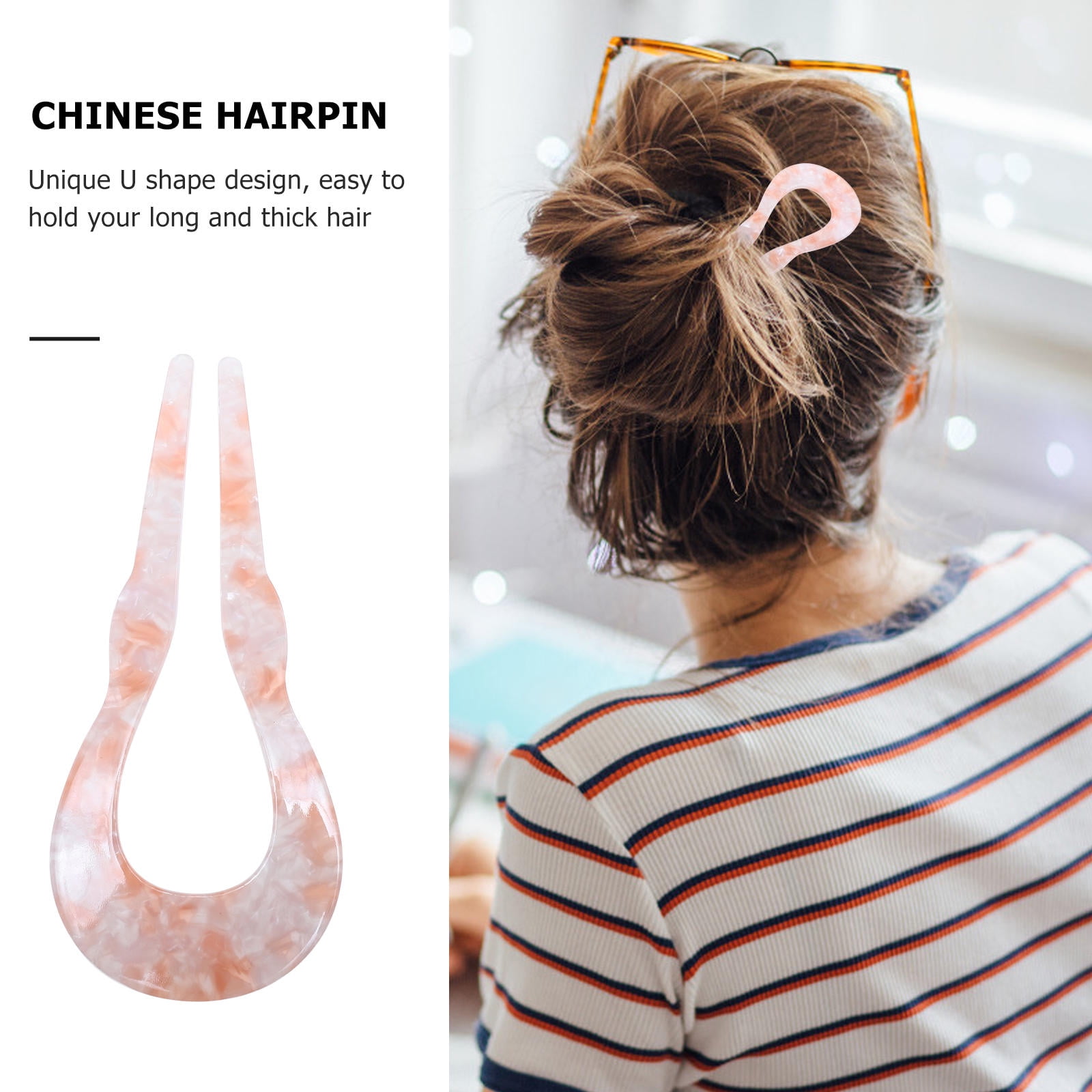 TEHAUX Vintage Hair Sticks Acetate Sheet Pink Appointment 1Pack 4.5x1 ...