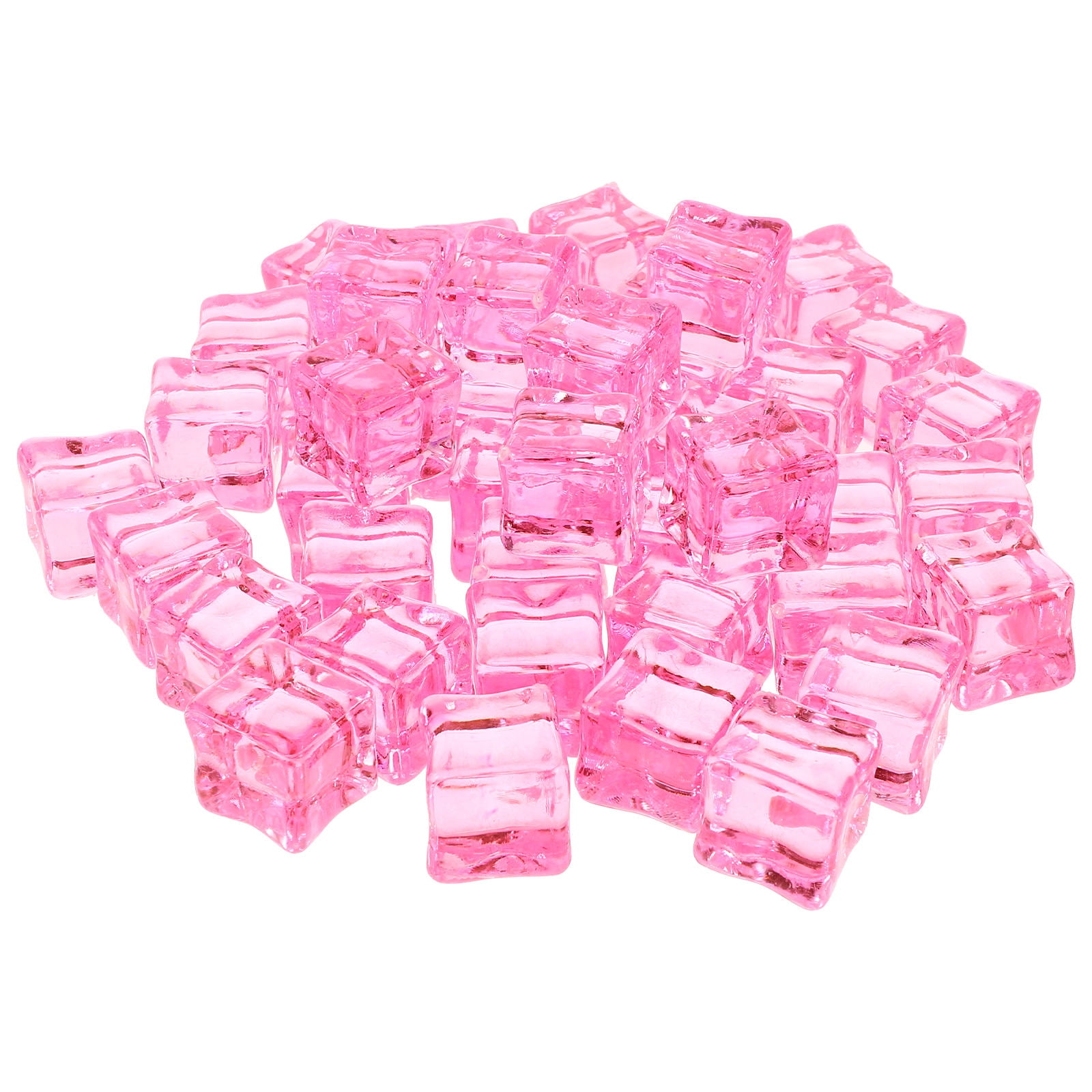 TEHAUX Pink Reusable Plastic Ice Cubes for and Photography Props 50pcs ...