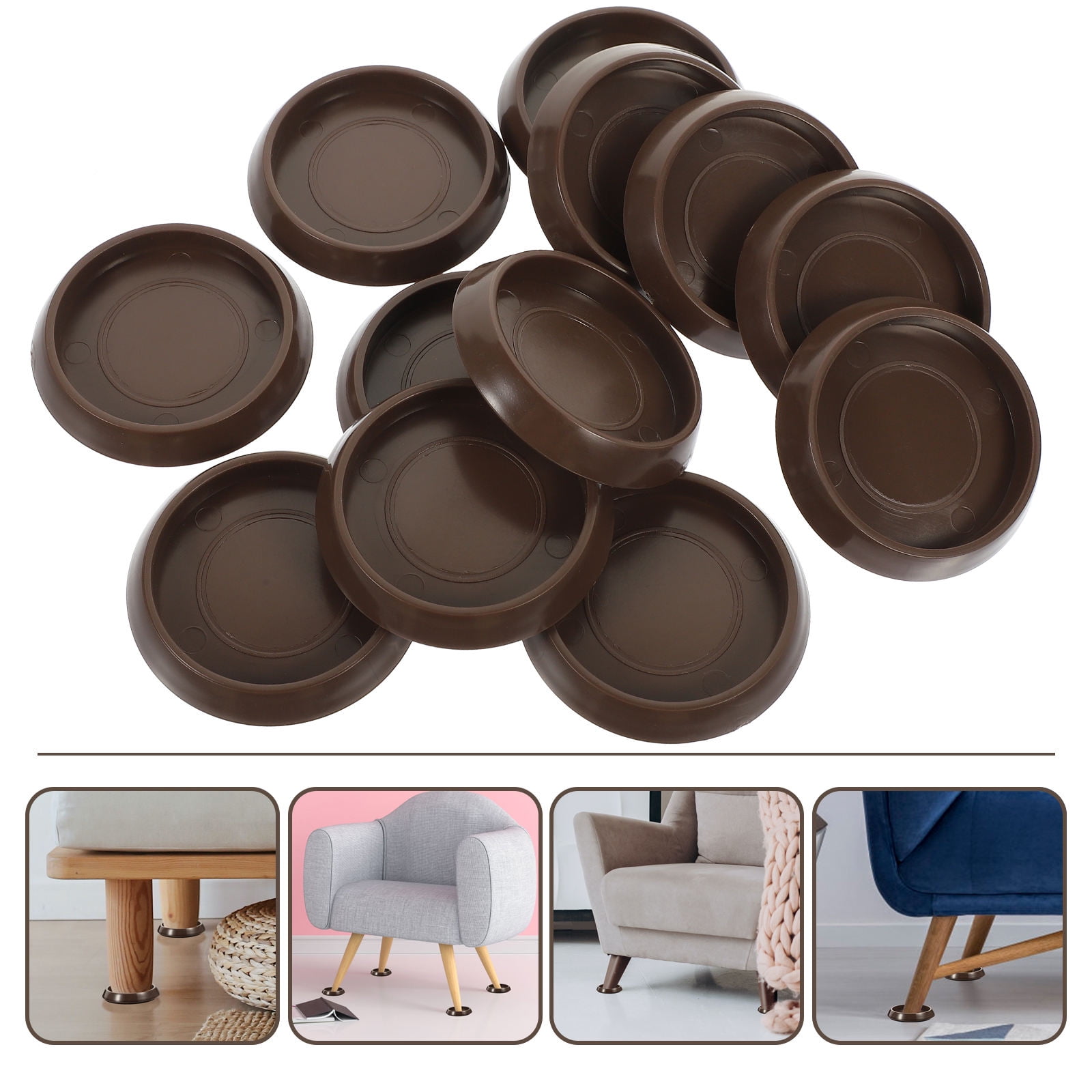 TEHAUX Round Bed Stoppers with Coffee Tone Reduce Frictional Vibration ...