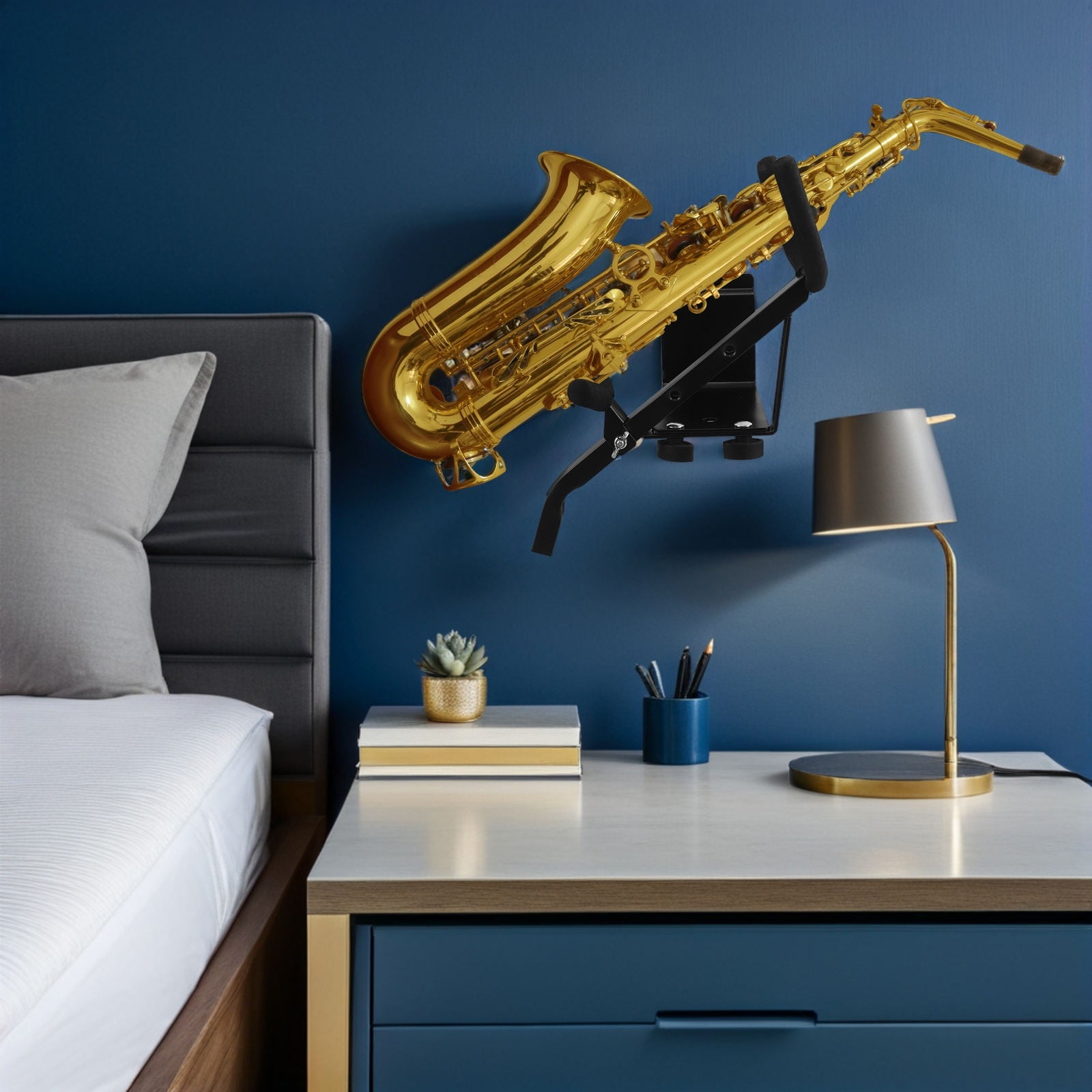 TEHAUX Saxophone Wall Storage Rack Black Iron Holder Bracket for Alto ...