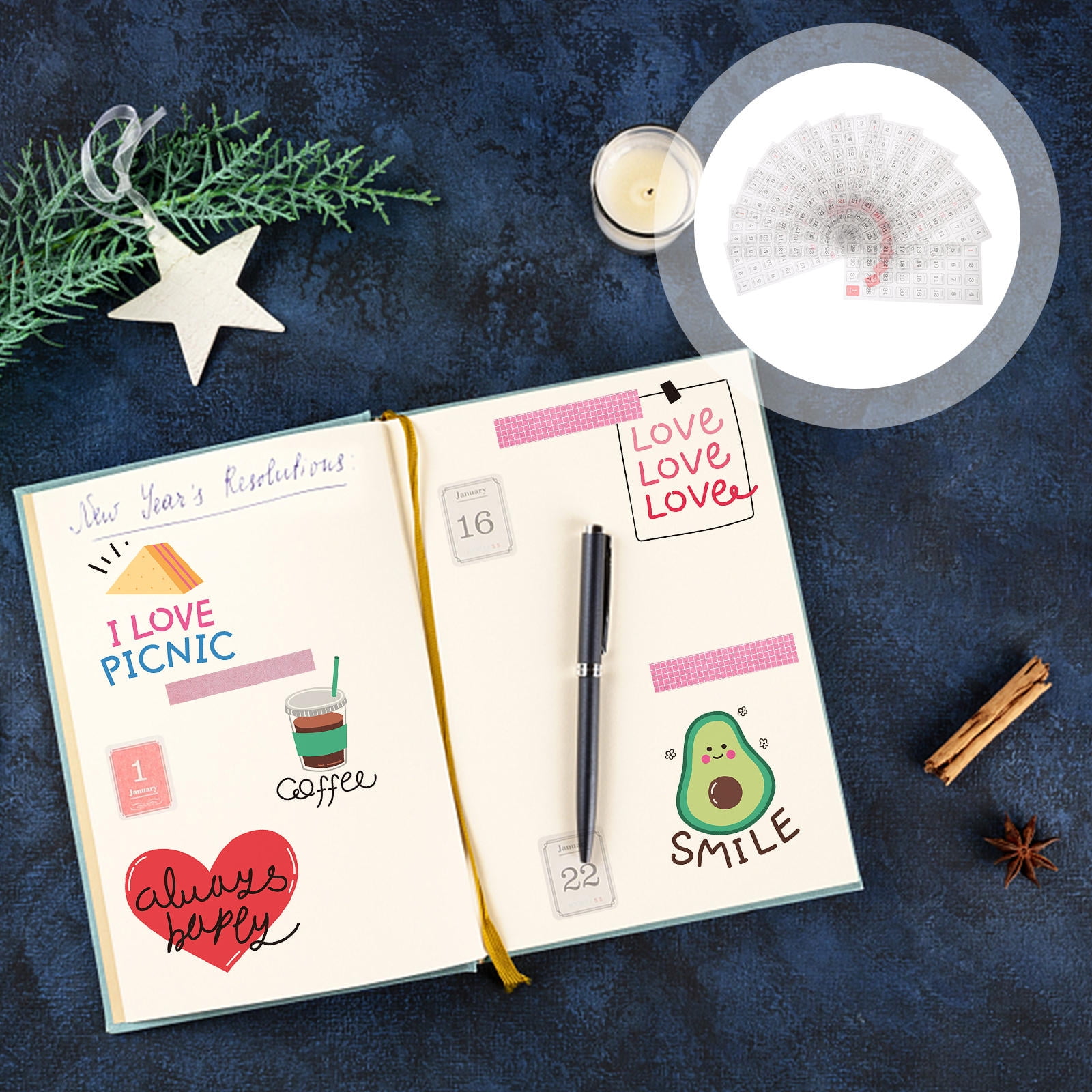 TEHAUX Seasonal Aesthetic Date Label Sticker Daily Planner Stickers ...