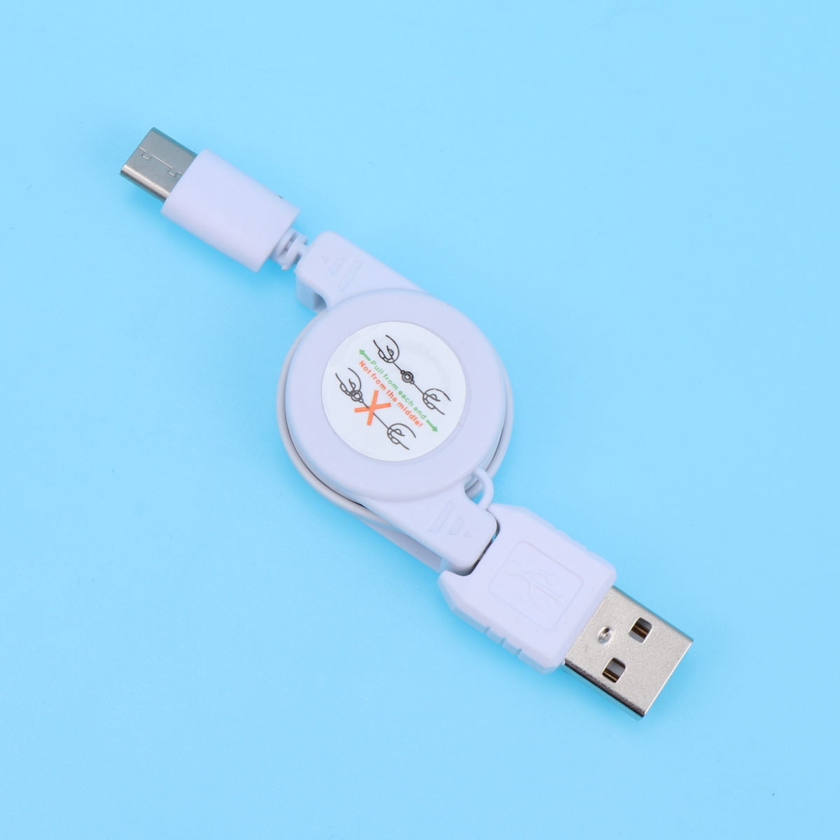 TEHAUX Usb C Cable White Retractable Charger Portable Charging Cables ...