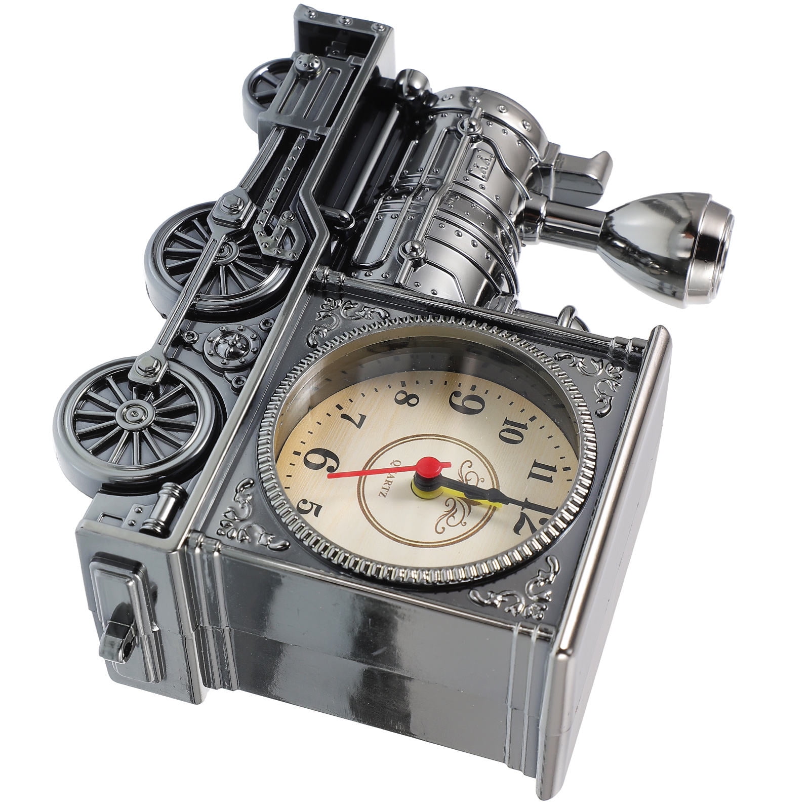 TEHAUX Vintage Train Clock Retro Alarm Locomotive Grey Travel Office ...