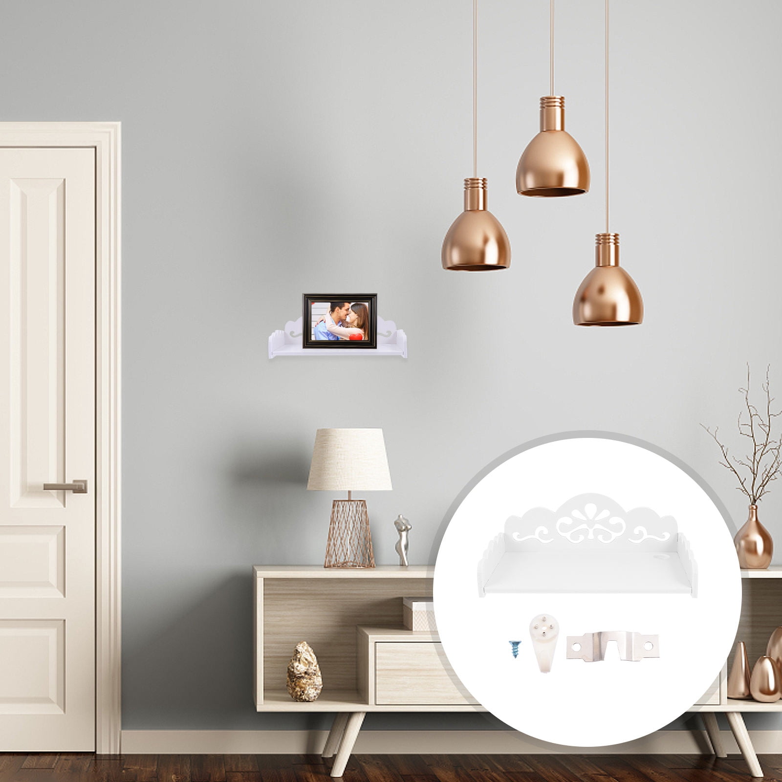 TEHAUX White Plastic Wallmounted Storage Rack for Small Decor and ...