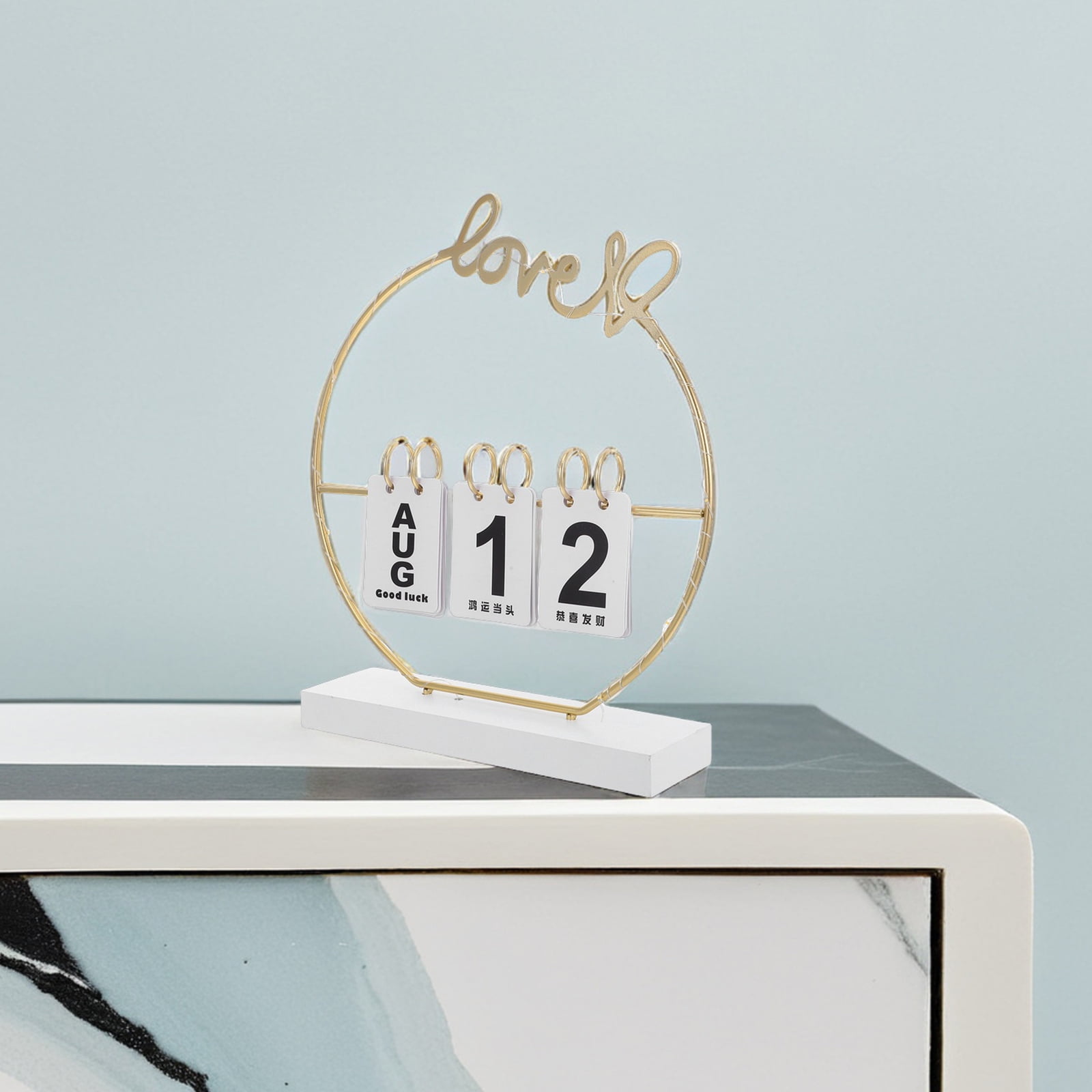 TEHAUX Wood Block Calendar Daily Use Standing Calendar with Decoration ...