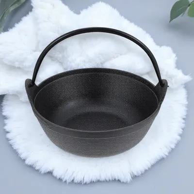 TEHAUX 5.5 Quart Cast Iron Black Heavy Duty Pot for Camping Outdoor ...