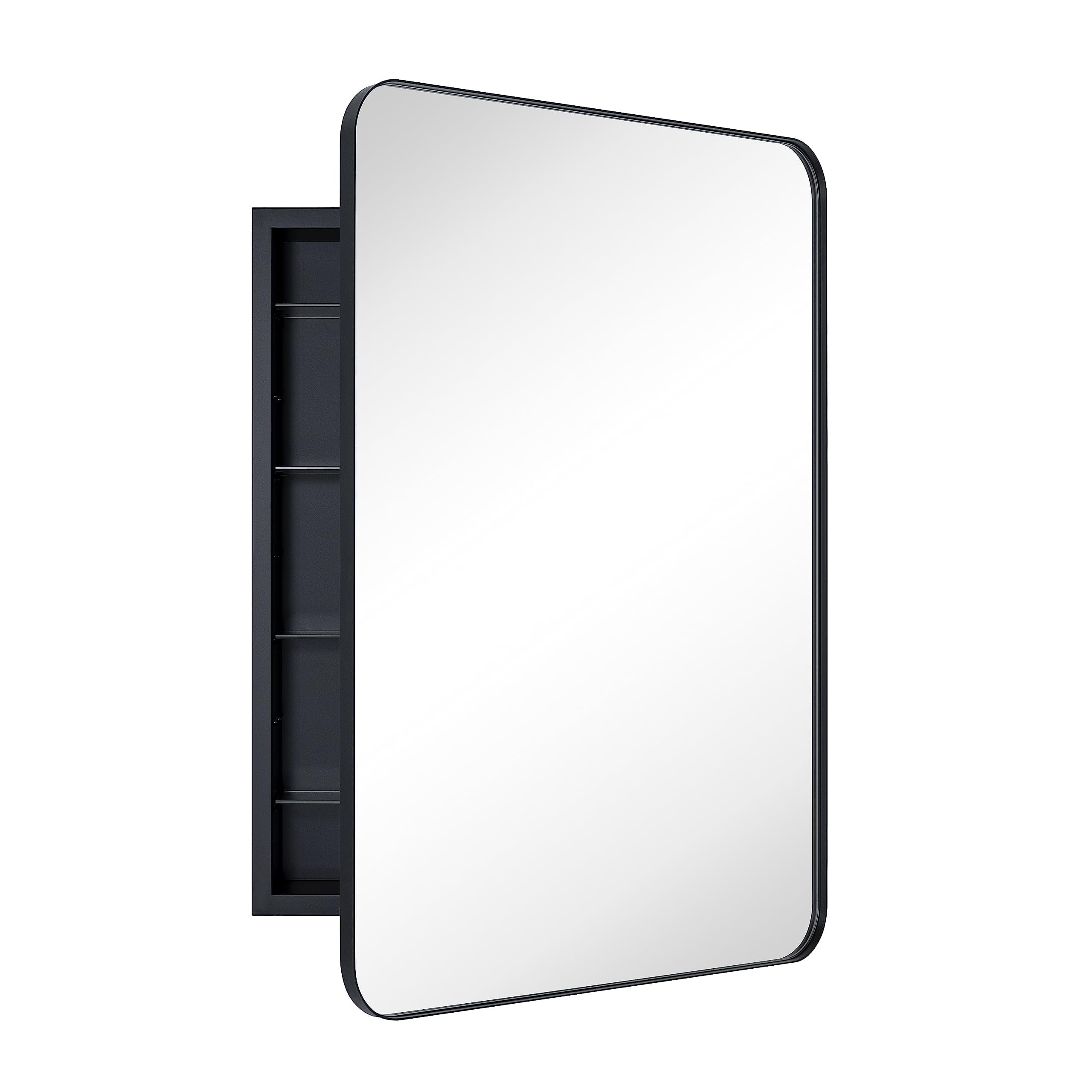 TEHOME Black Rectangle Recessed Stainless Steel Metal Framed Rounded ...