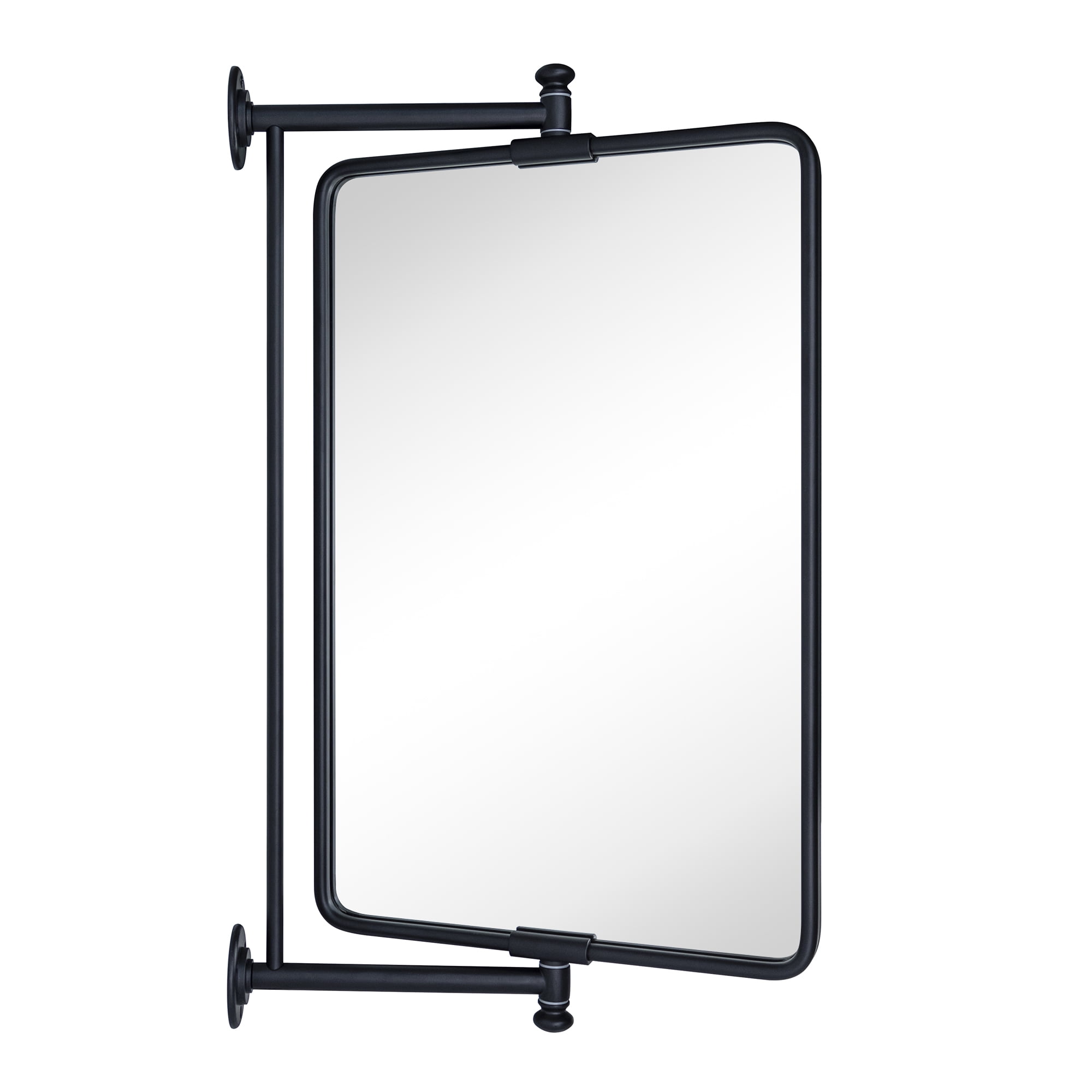 TEHOME Black Rounded Rectangle Pivot-N-View Bathroom Vanity Mirror ...