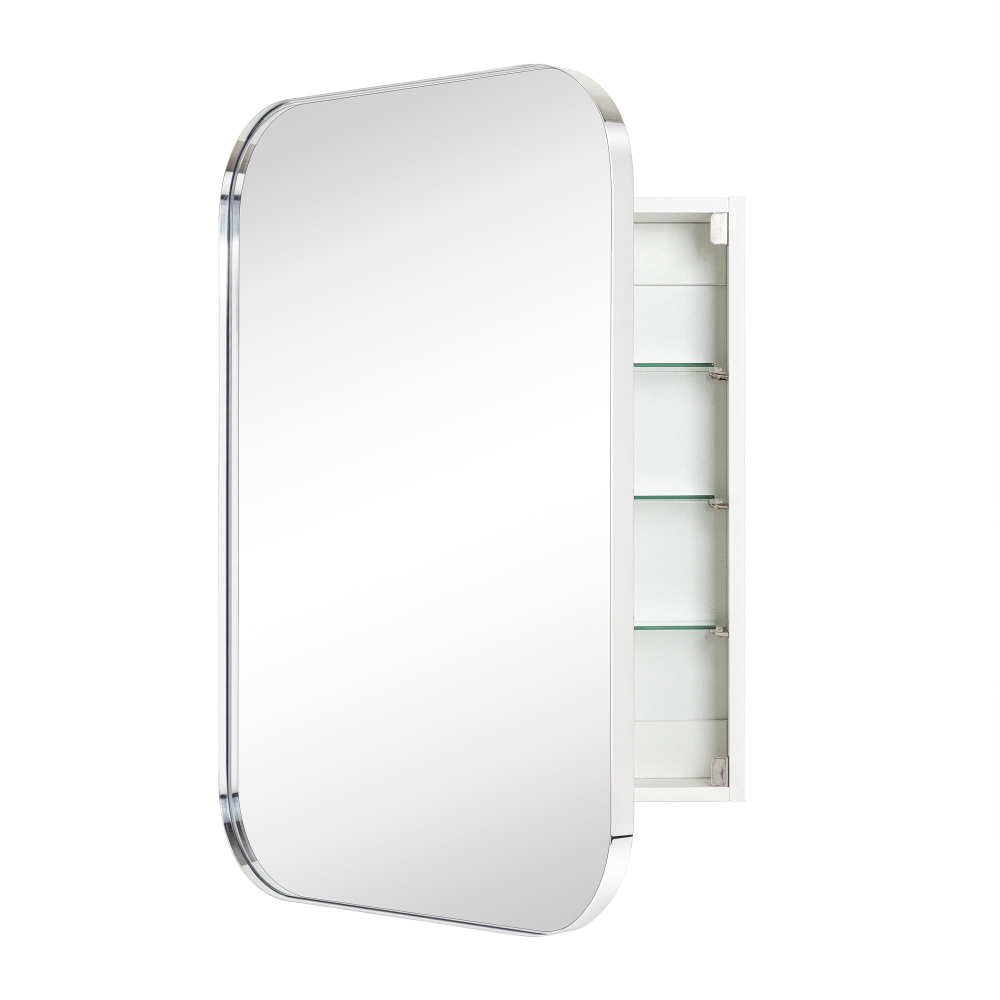 TEHOME Chrome Rectangle Bathroom Medicine Cabinet with Mirror Recessed ...