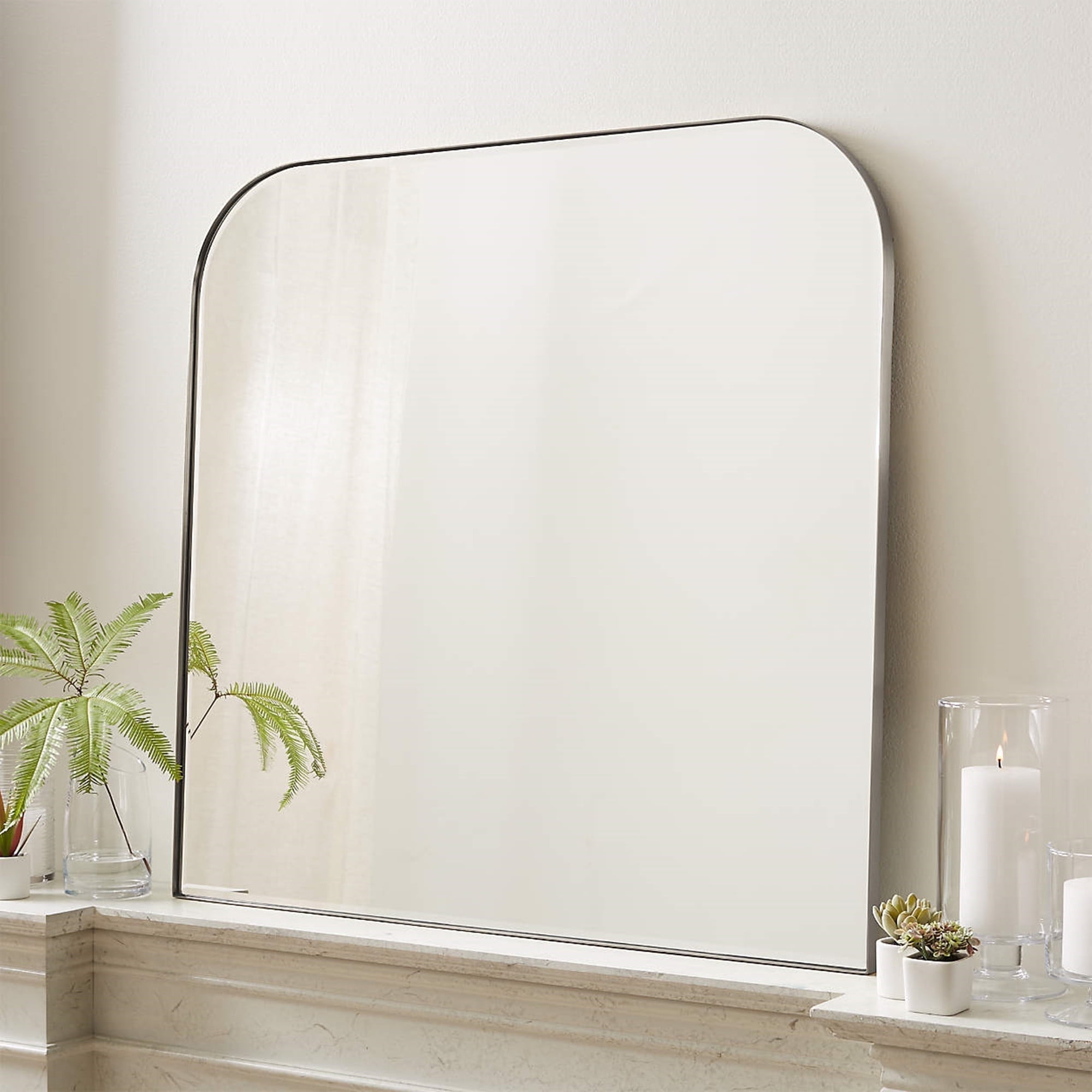 TEHOME Decorative Vanity Bathroom Wall Mirror, Brushed Nickel Arched ...