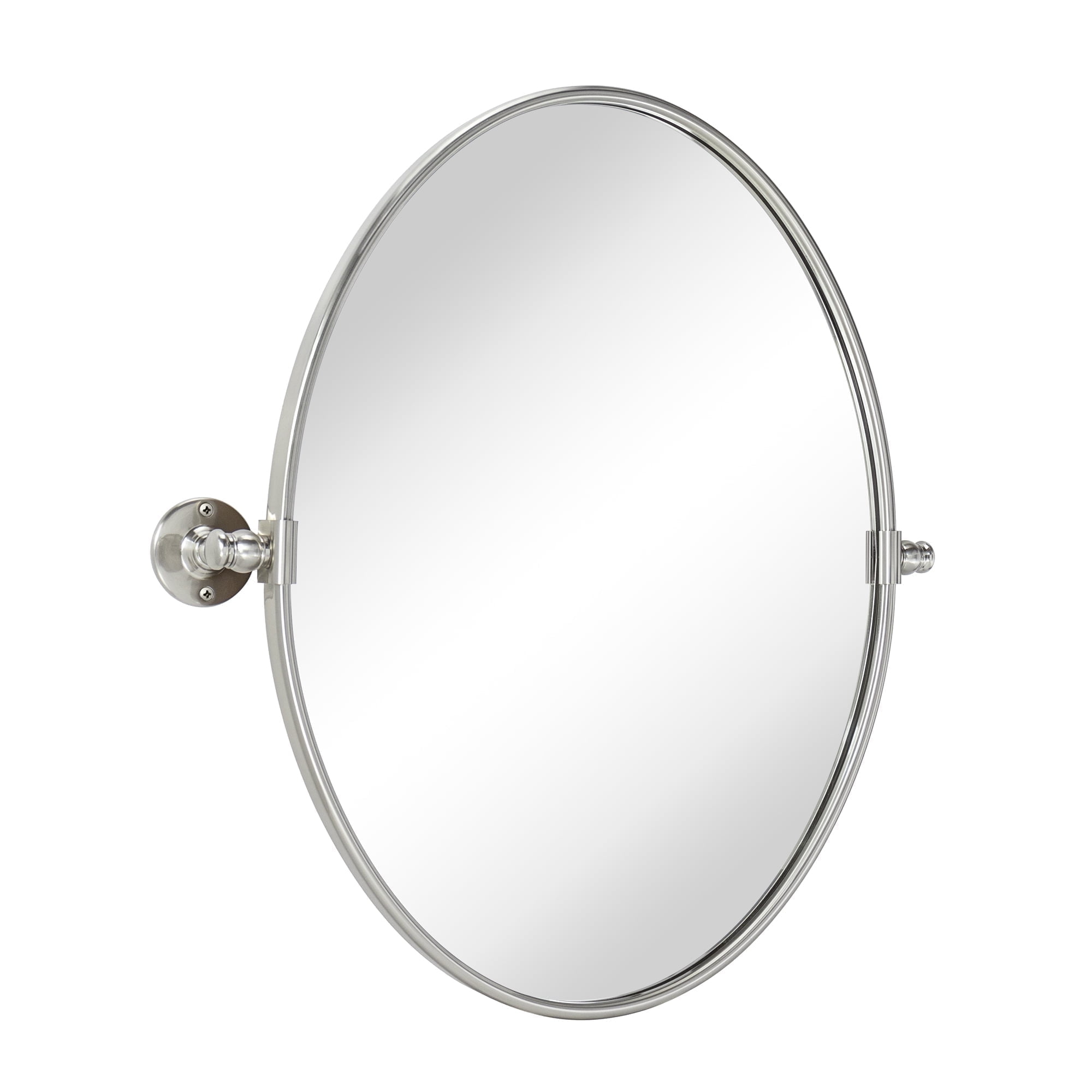 TEHOME Farmhouse Oval Brushed Nickel Metal Pivot Bathroom Vanity Mirror ...