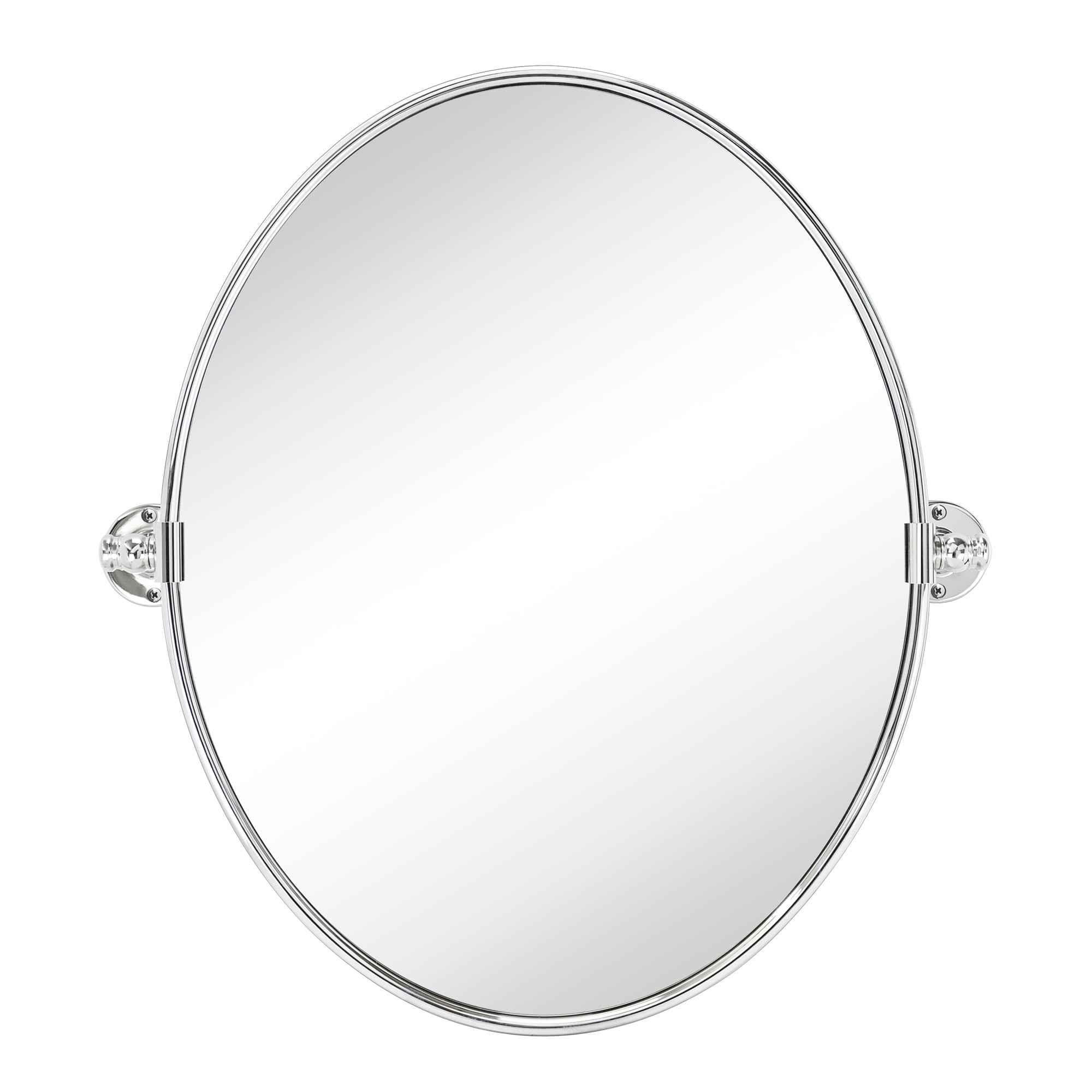 TEHOME Farmhouse Oval Chrome Metal Pivot Bathroom Vanity Mirror Tilting ...