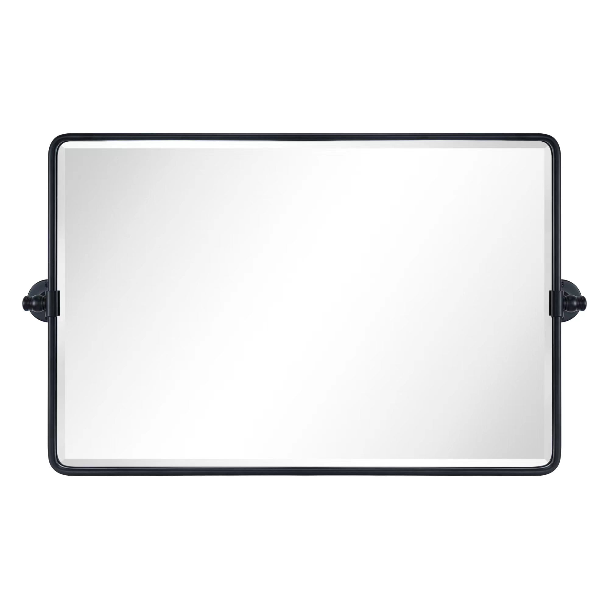 TEHOME Horizontal Farmhouse Black Metal Framed Rounded Pivot Rectangle ...