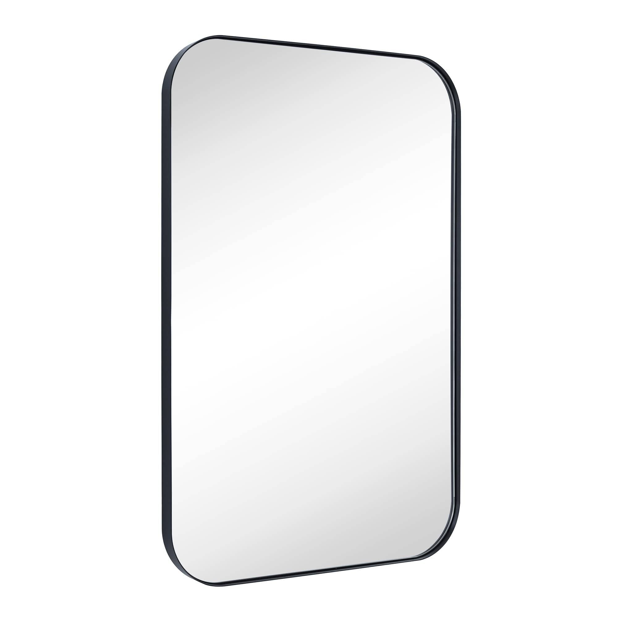 Modern 24x36" Matt Black Rectangle Bathroom Vanity Wall Mirror ...
