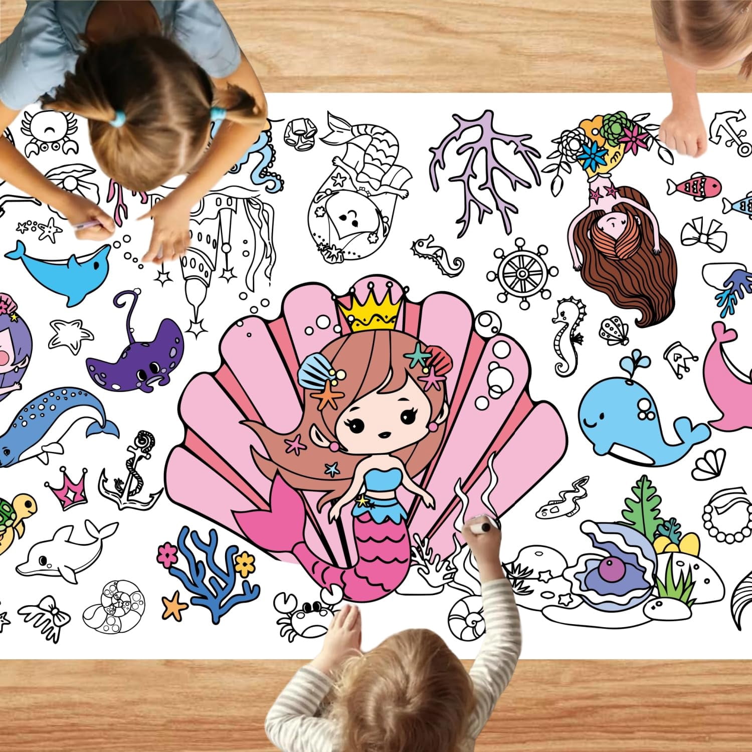 TEIASA Mermaid Party Giant Coloring Poster BSL1 - 31x72 Inches Coloring ...