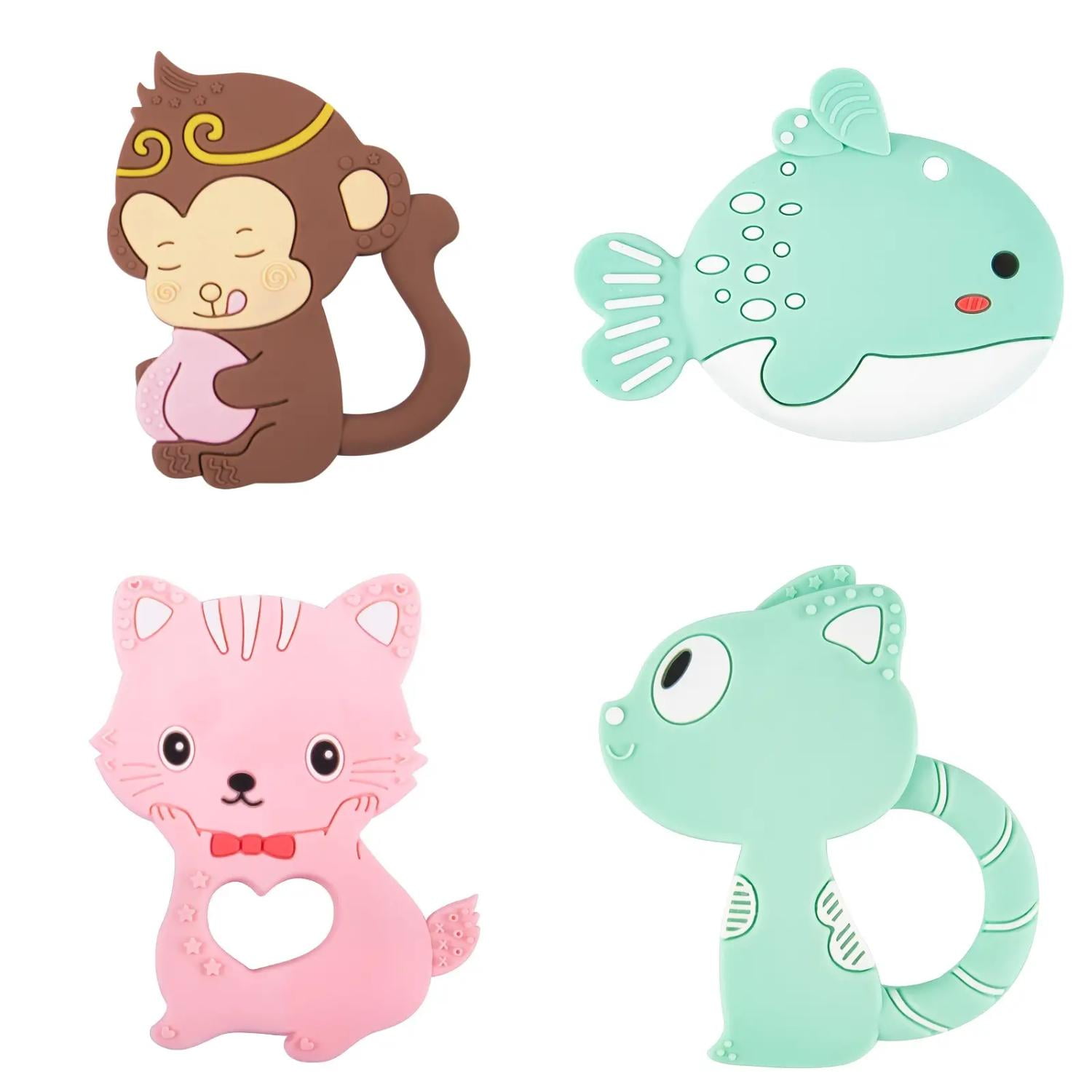 TEICHKJ Colorful and Soft Silicone Baby Teething Toy for Soothing ...