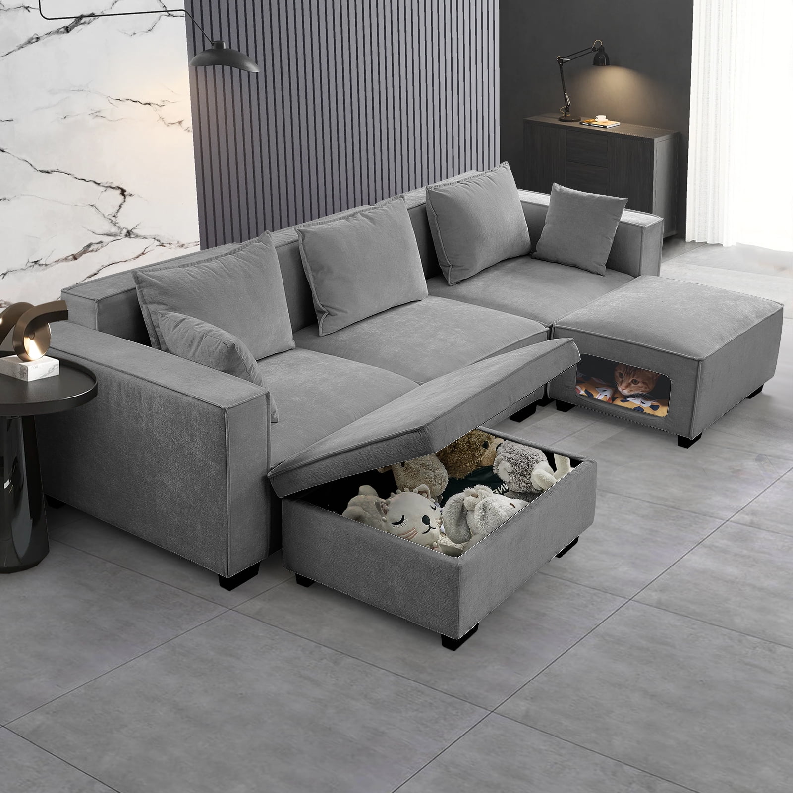 TEKAMON Deep Comfy Oversized U Shaped Modular Convertible Sectional ...