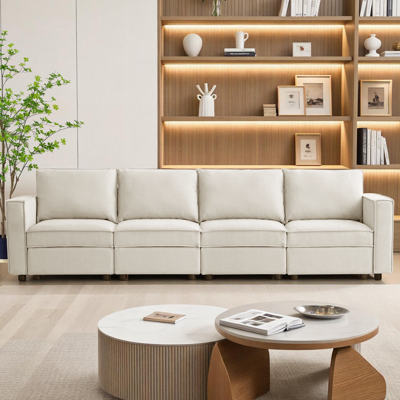 TEKAMON 114.2" Modular Sofa with Storage Layer for Living Room, Modern ...