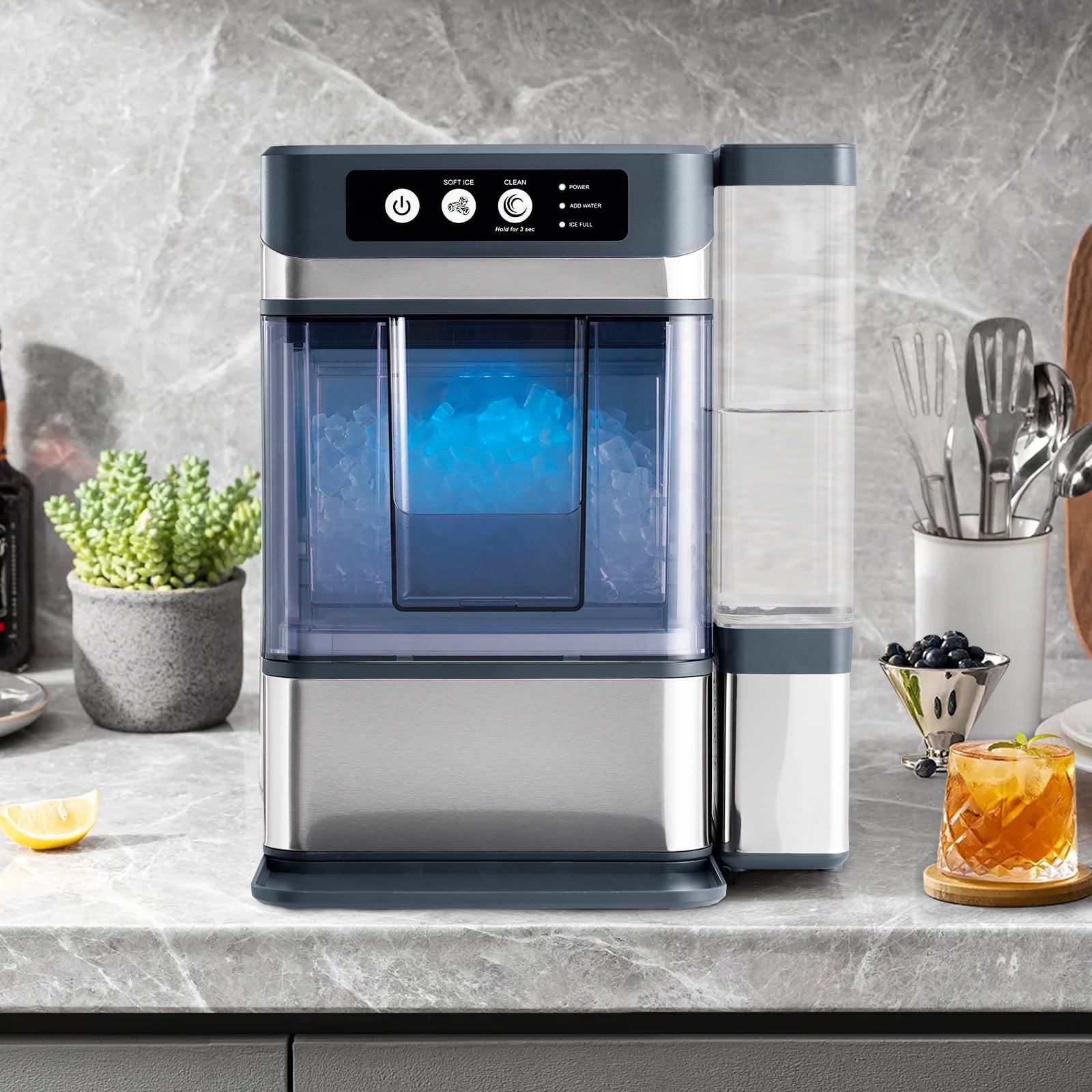 TEKAMON Nugget Ice Maker Countertop, 41lbs/24H, Soft Chewable Pellet ...