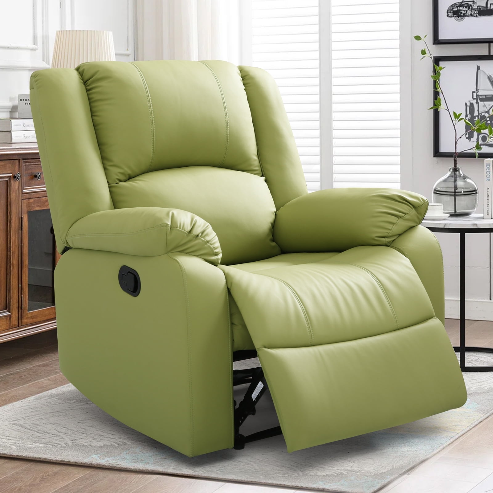 TEKAMON Oversized Leather Recliner Chair, Manual Single Recliner for ...
