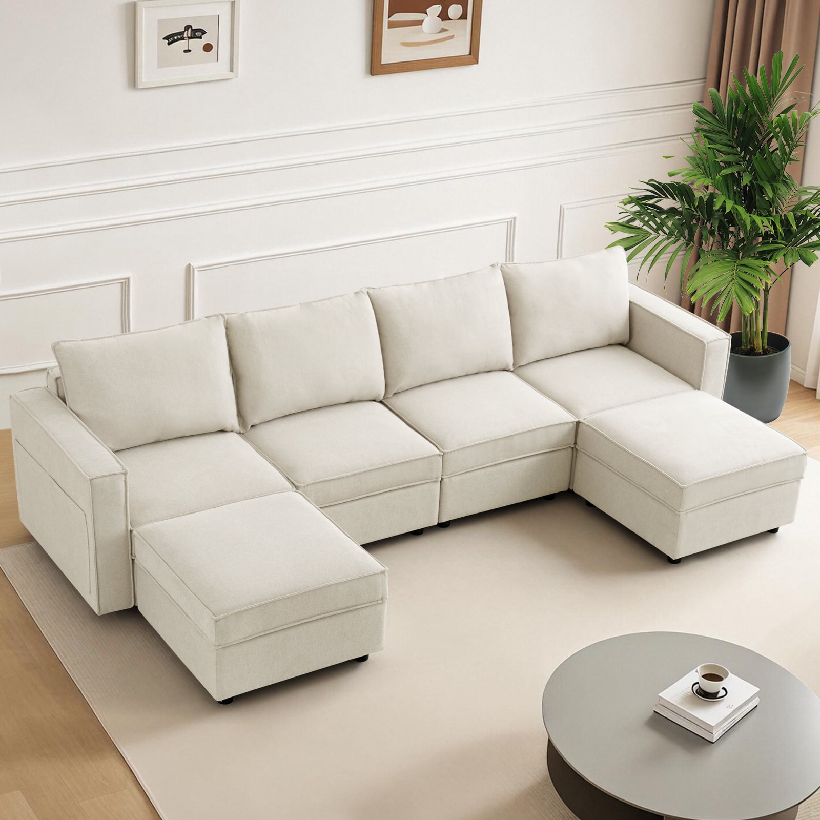 TEKAMON U Shaped Modular Convertible Sectional Sofa & Modern ...