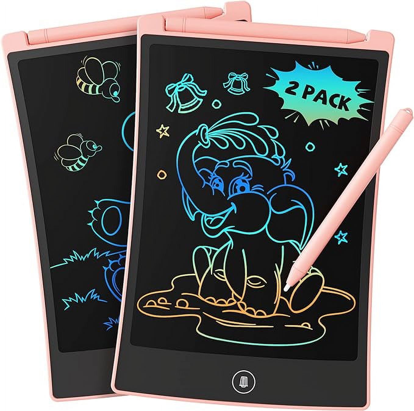 TEKFUN Toys for Girls, 2 Pack LCD Writing Tablet with 4 Stylus, 8.5in Kids Doodle Board Mess ...