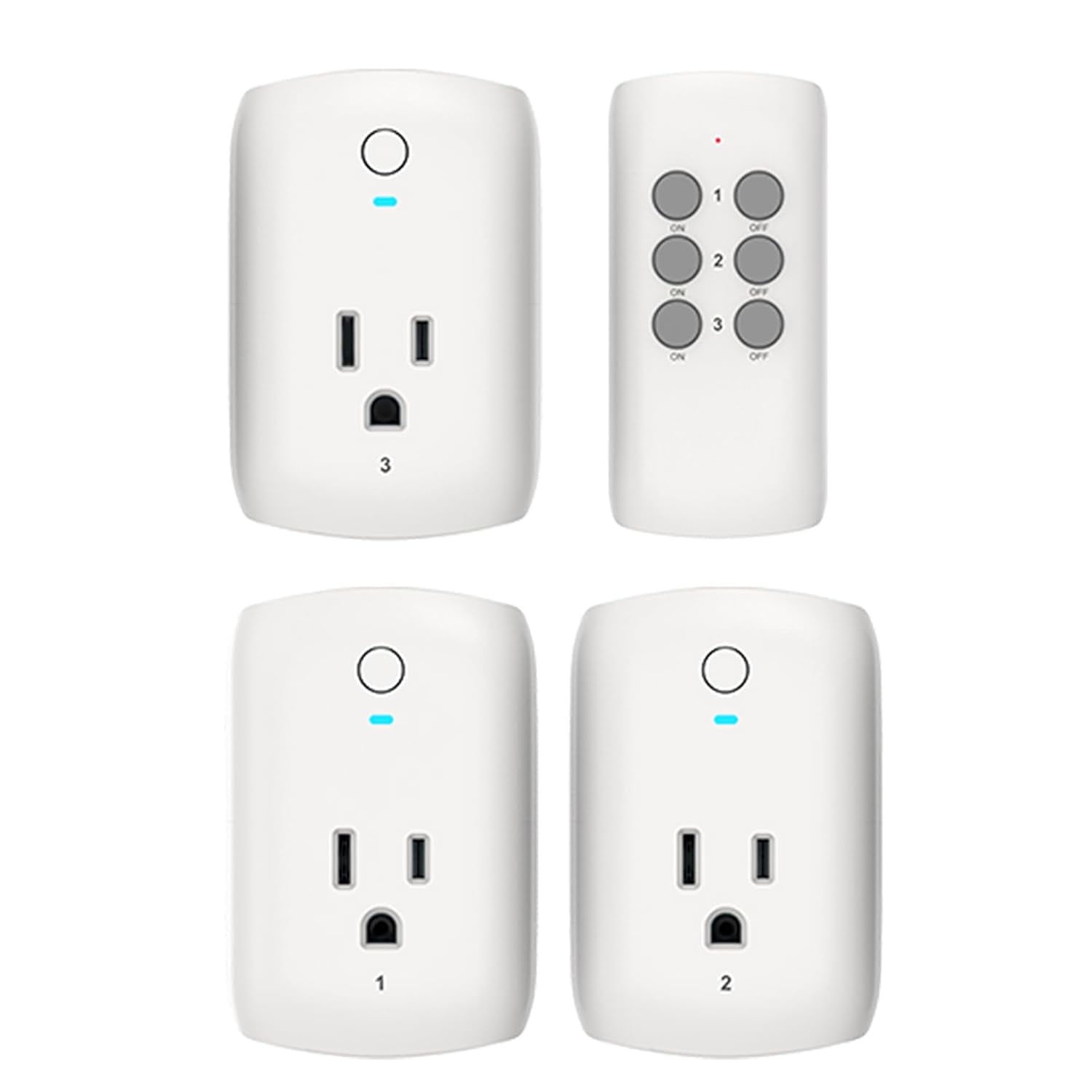 Teklectric Indoor Remote Control Outlet with 3 Grounded Switches 80FT ...