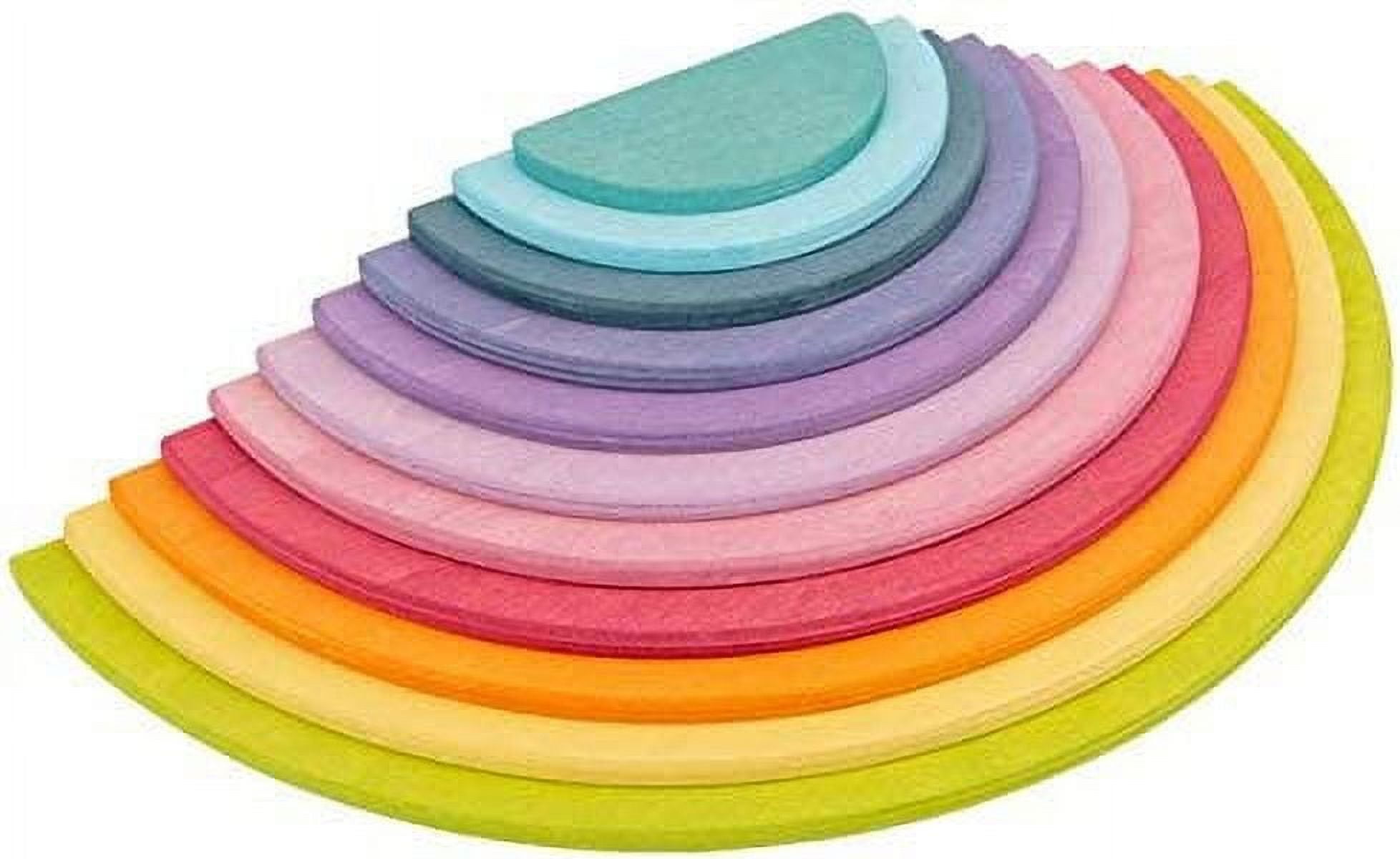 TEKOR 11 Pcs Wooden Rainbow Semi Circle Stacking Toy - Montessori ...