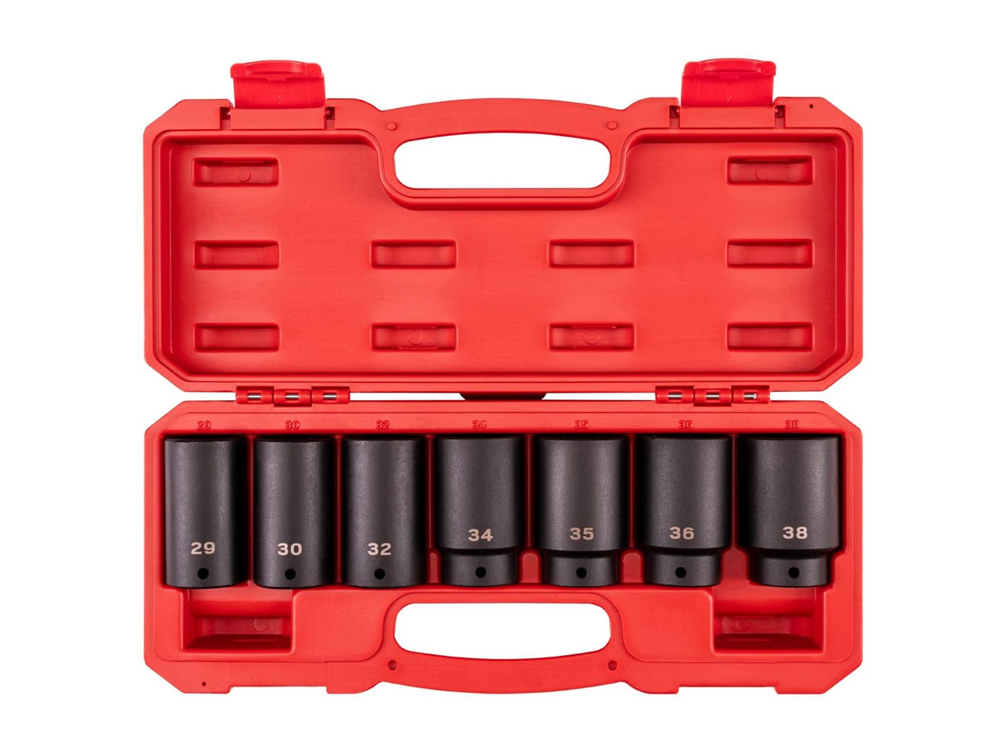 TEKTON 1/2 Inch Drive Deep 6-Point Axle Nut Impact Socket Set with Case ...