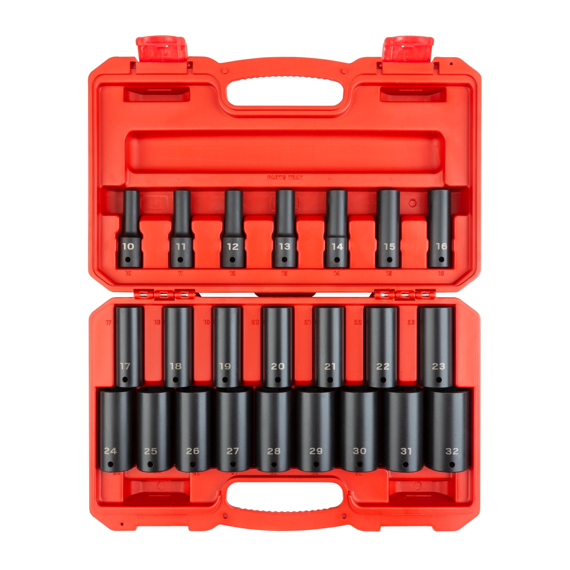 TEKTON 1/2 Inch Drive Deep 6-Point Impact Socket Set with Case, 23 ...