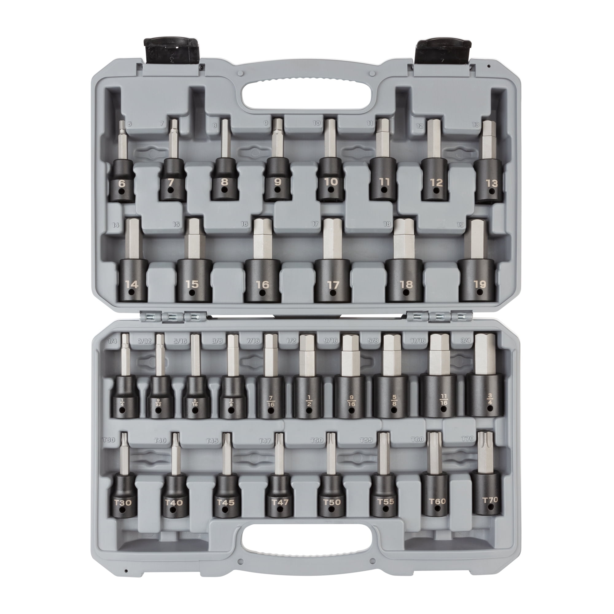 TEKTON 1/2 Inch Drive Hex/Torx Impact Bit Socket Set, 32-Piece (1/4-3/4 ...