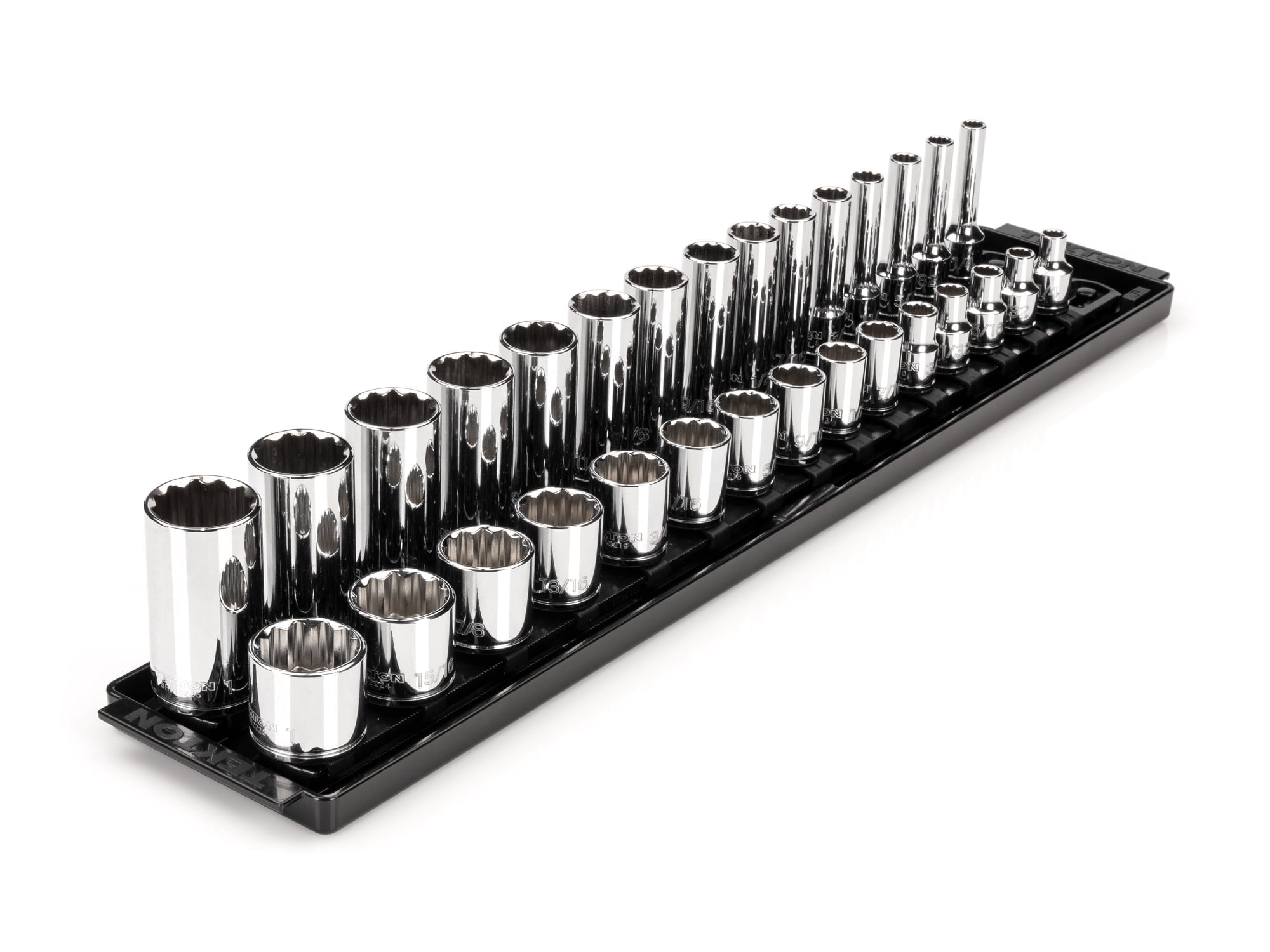 TEKTON 3/8 Inch Drive Shallow and Deep 12-Point Socket Set with Rails ...