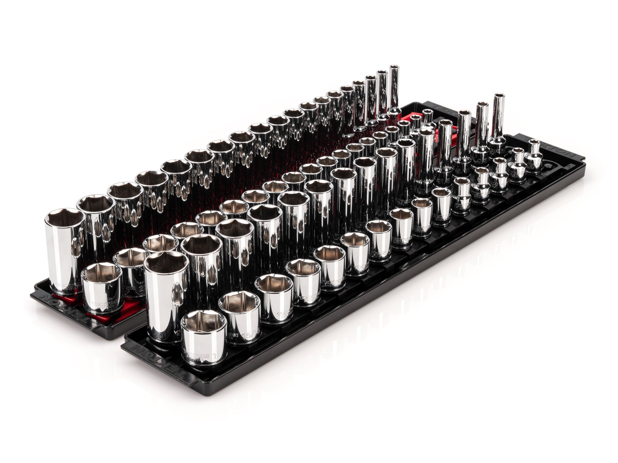 TEKTON 3/8 Inch Drive 6-Point Socket Set with Rails, 68-Piece (1/4-1 in ...