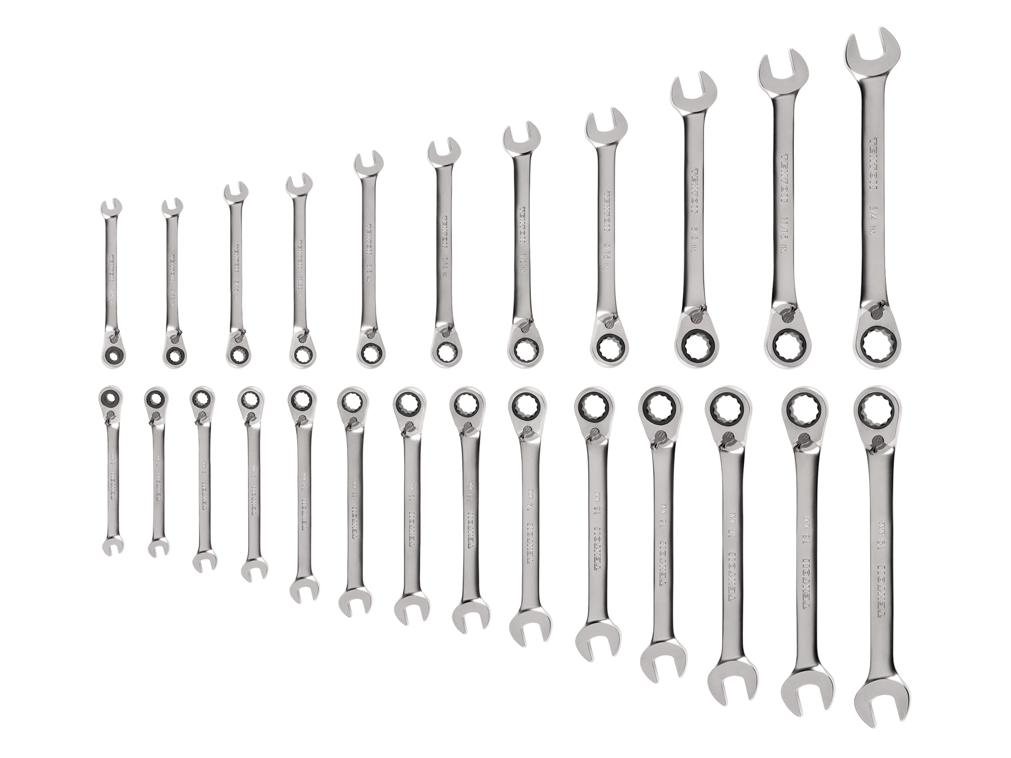 TEKTON Reversible 12-Point Ratcheting Combination Wrench Set, 25-Piece ...
