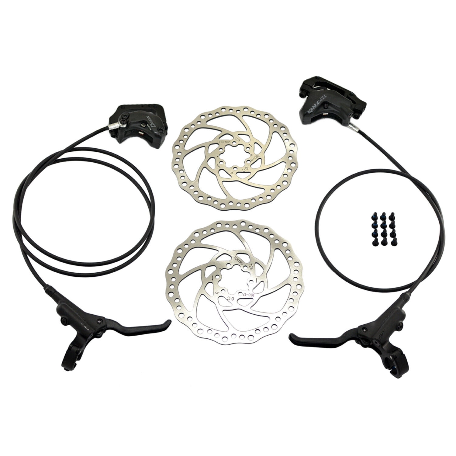 TEKTRO HD-M750 Hydraulic Disc Brake Set 4-Piston Caliper w/ 180mm Rotor ...