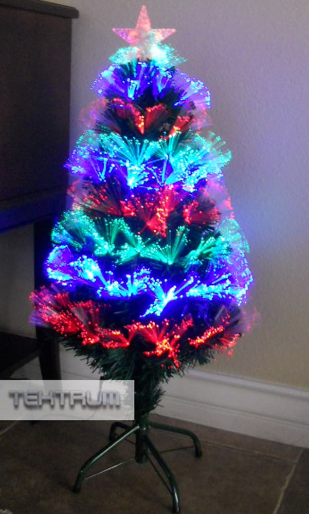Tektrum 36" Color Changing Fiber Optic Christmas Tree with LED Star Top ...