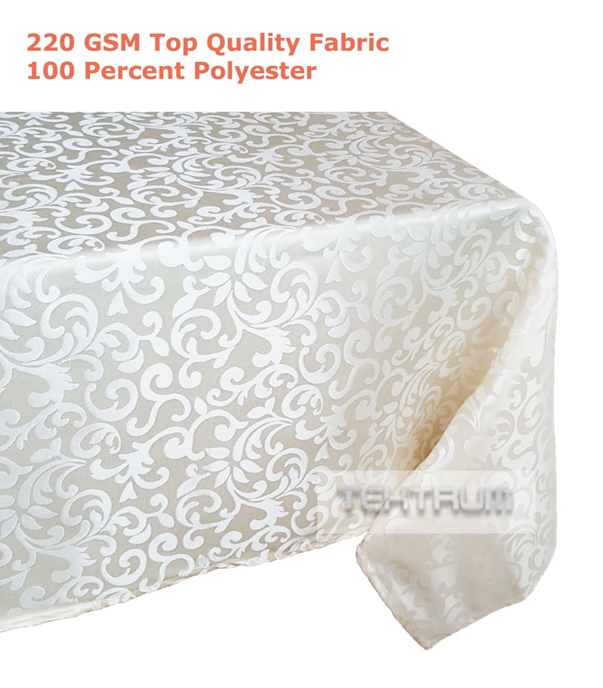 TEKTRUM 60"x120" Rectangular Damask Tablecloth - Heavy Duty Polyester ...