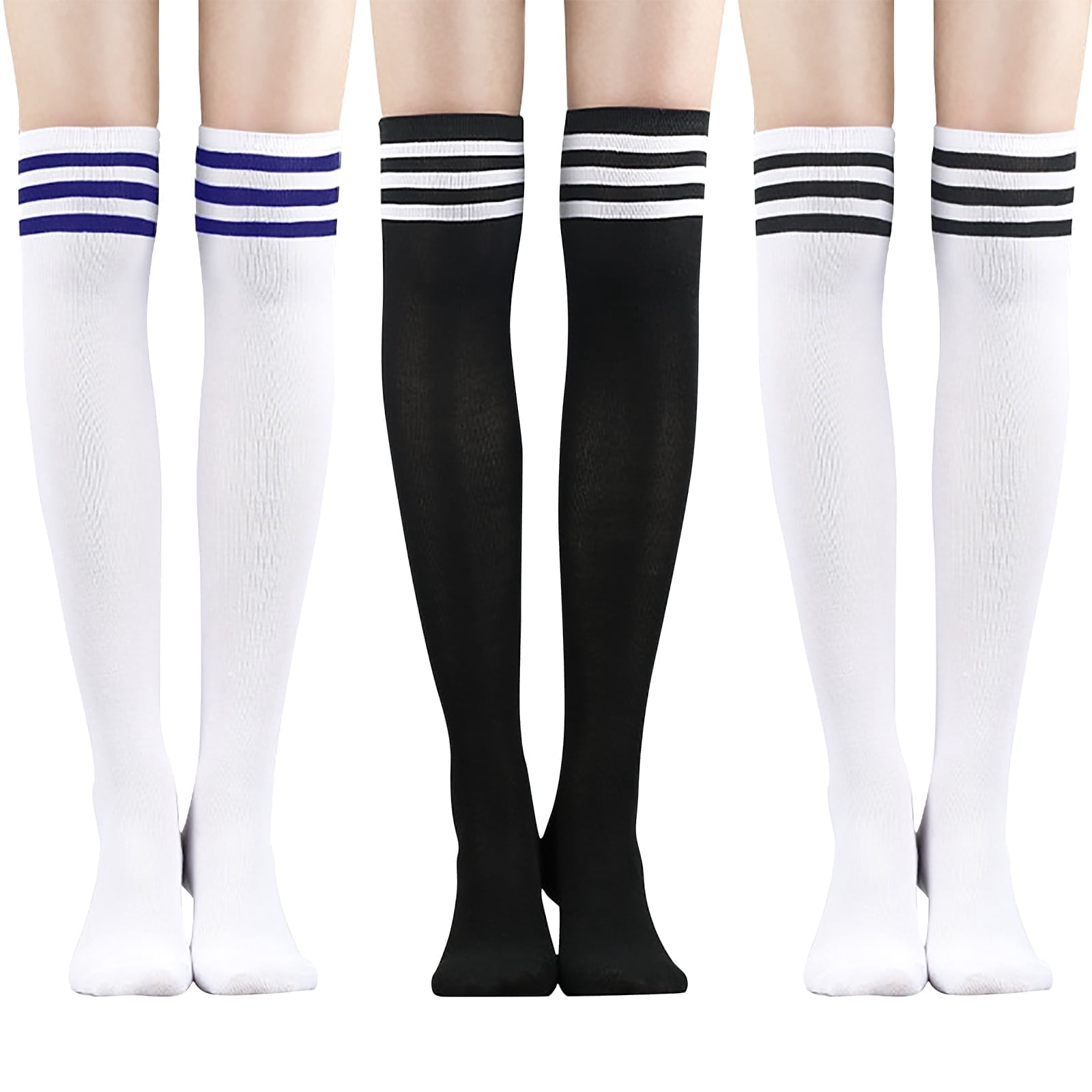 TEL0LY Nylon Thigh High Stockings, Knee High Socks for Women, 3Pairs ...