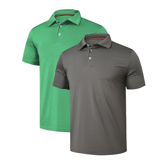 TELALEO 2 Pack Mens Polo Shirts Quick Dry Short Sleeve Golf T Shirt ...