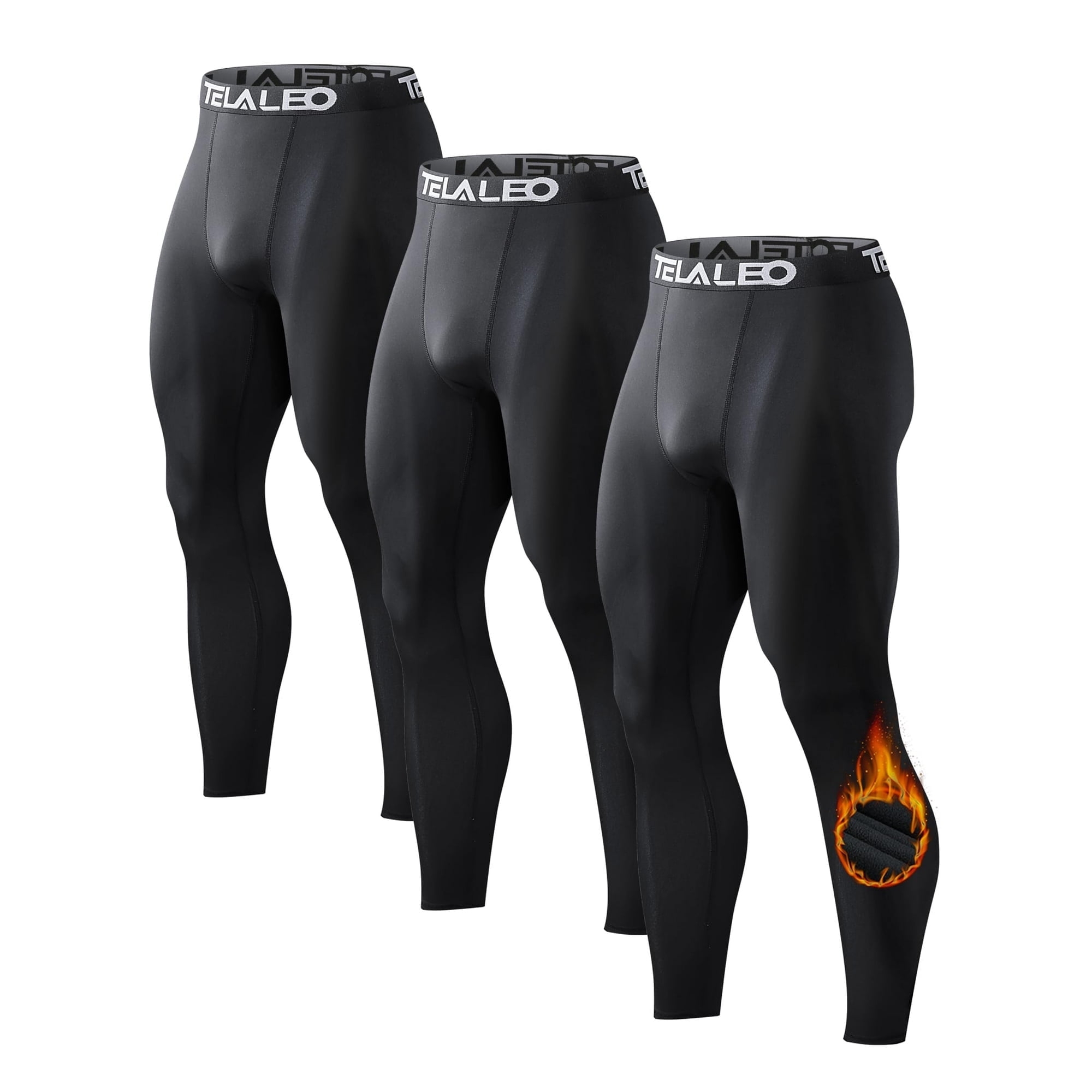 TELALEO Men's Thermal Compression Pants Fleece Lined Sports Tights ...