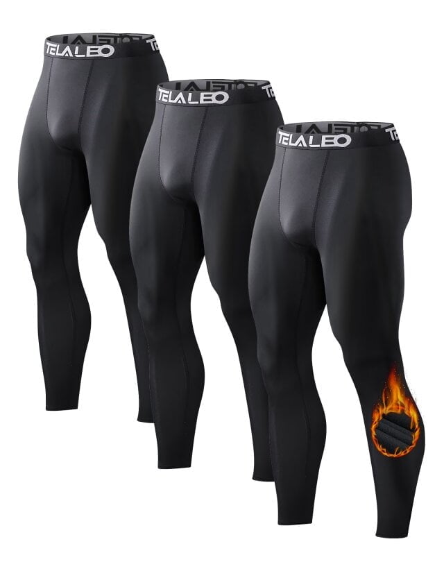 TELALEO Men's Thermal Compression Pants Fleece Lined Sports Tights ...